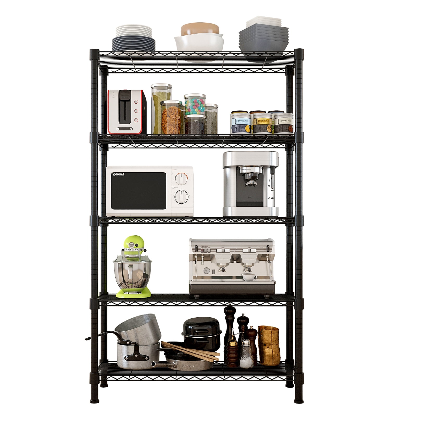 SalonMore 5-Tier Wire Rack Metal Shelf Adjustable Unit Garage Kitchen ...