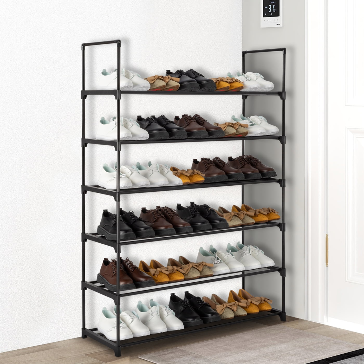 SalonMore 6 Layers 30 Pairs Metal Shoe Shelf Rack Shoe Tower Stand Shoe ...