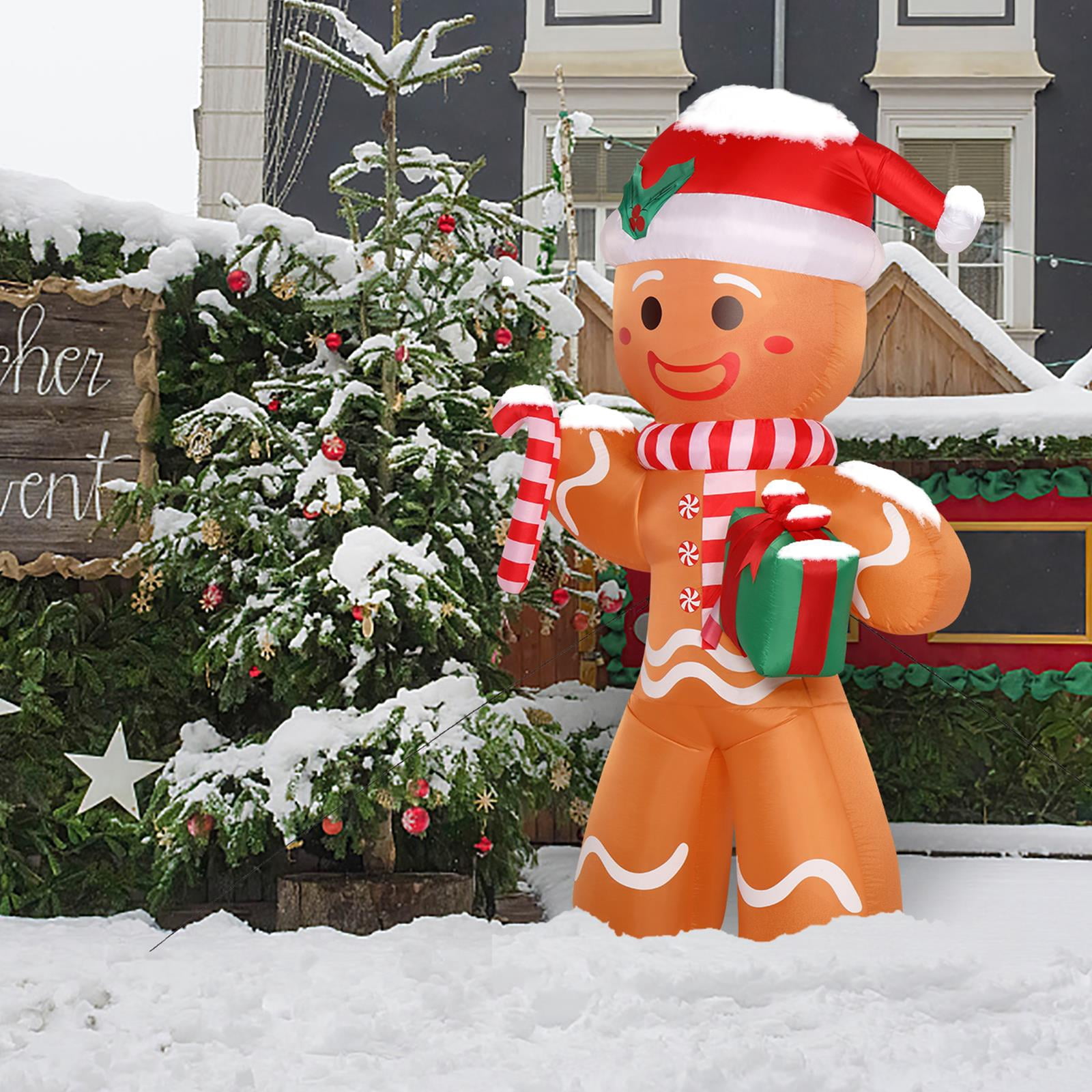 SalonMore 8ft Inflatable Gingerbread Man with Gift, Outdoor Holiday ...