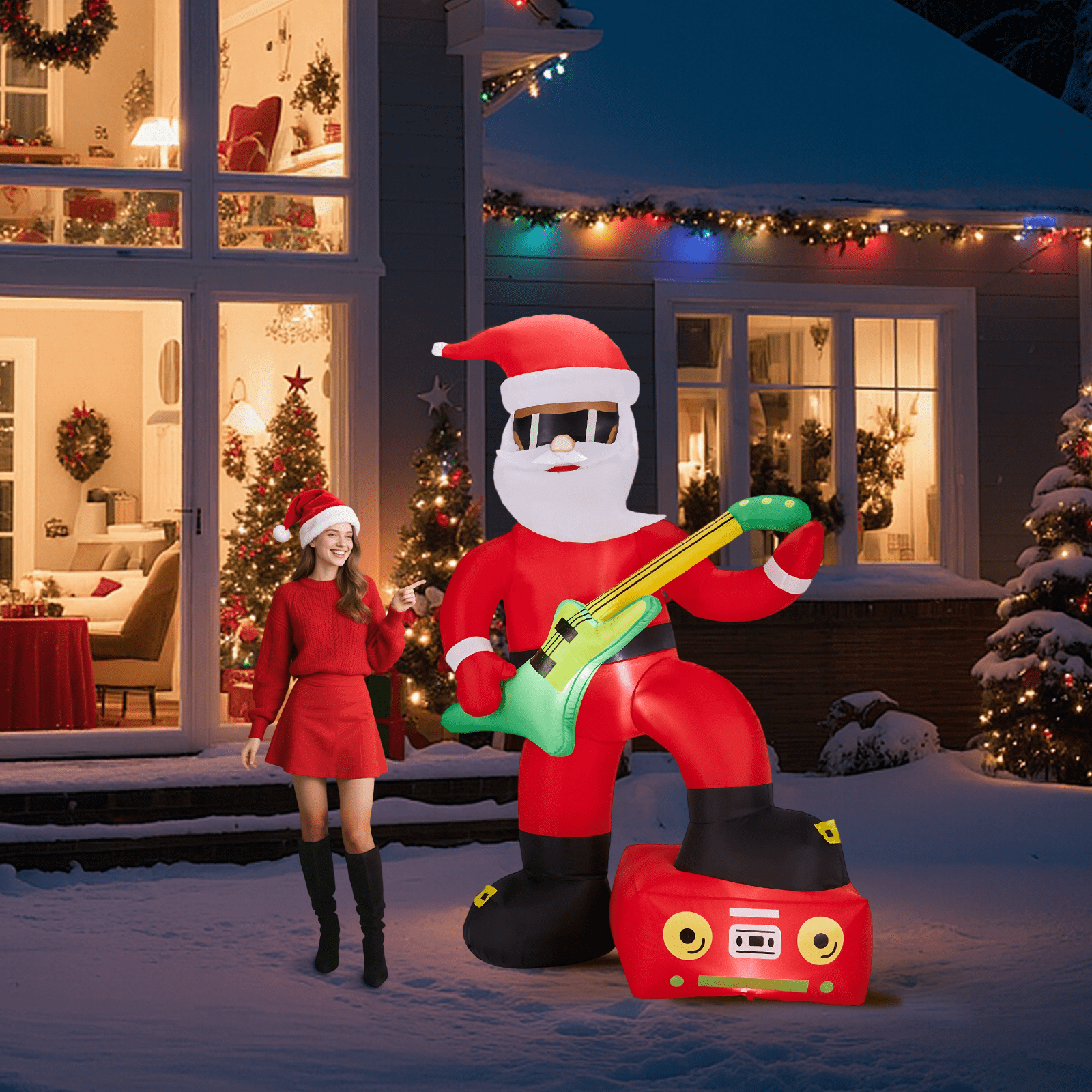 SalonMore Christmas Inflatables 7.5FT Inflatable Santa and Reindeer ...