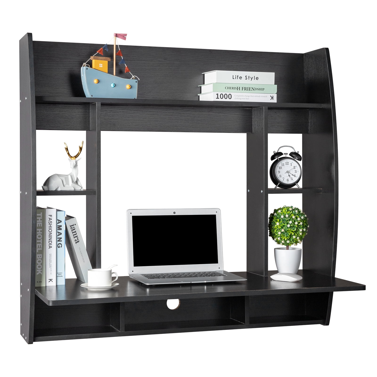 SalonMore Floating Computer Desk Wall Mount Writing Table with Storage ...