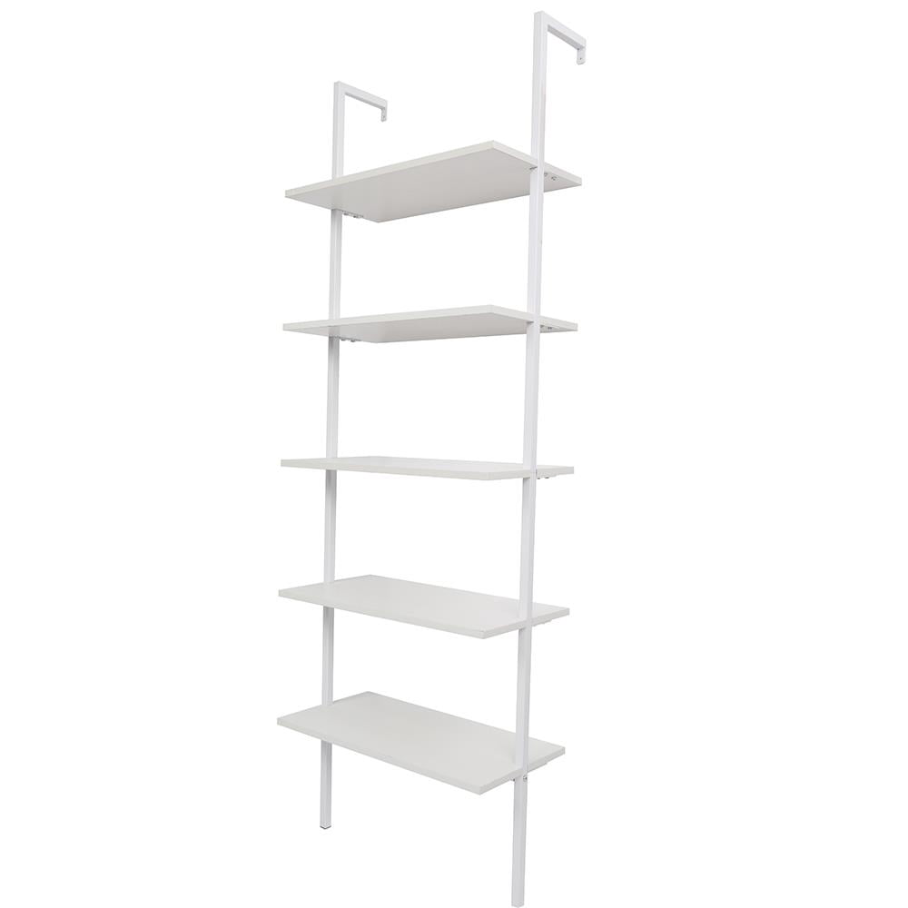SalonMore Industrial Wood Ladder Metal Frame Bookcase with 5-Shelf ...