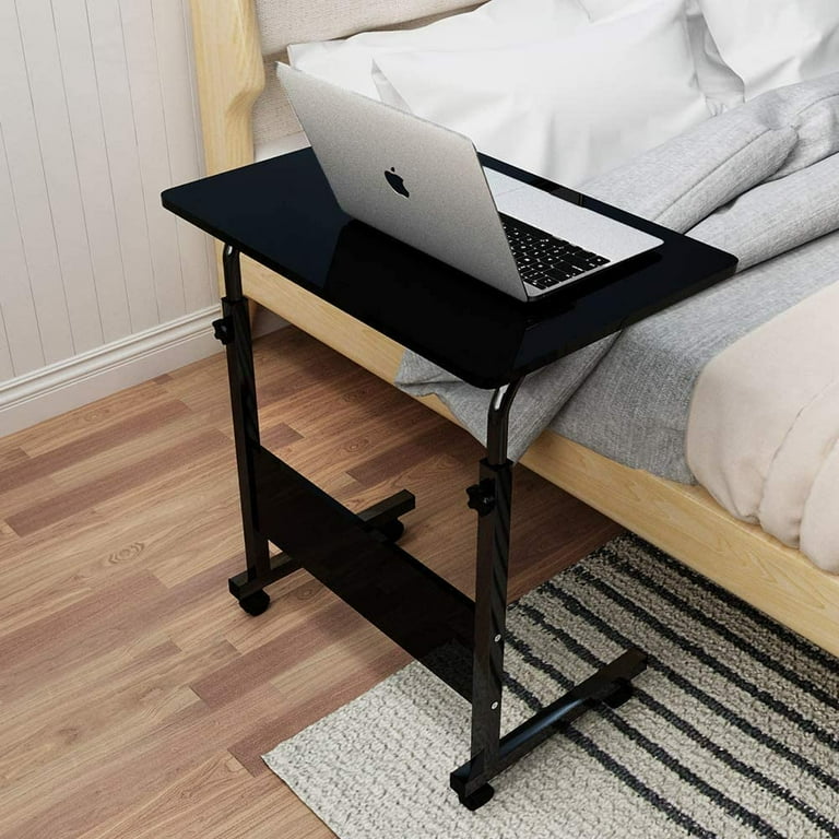 SalonMore Laptop Desk for Bedside C Shaped Laptop Stand Mobile Overbed Table Desk on Wheels Sliding Sofa Side Laptop Stand Home Office Desk