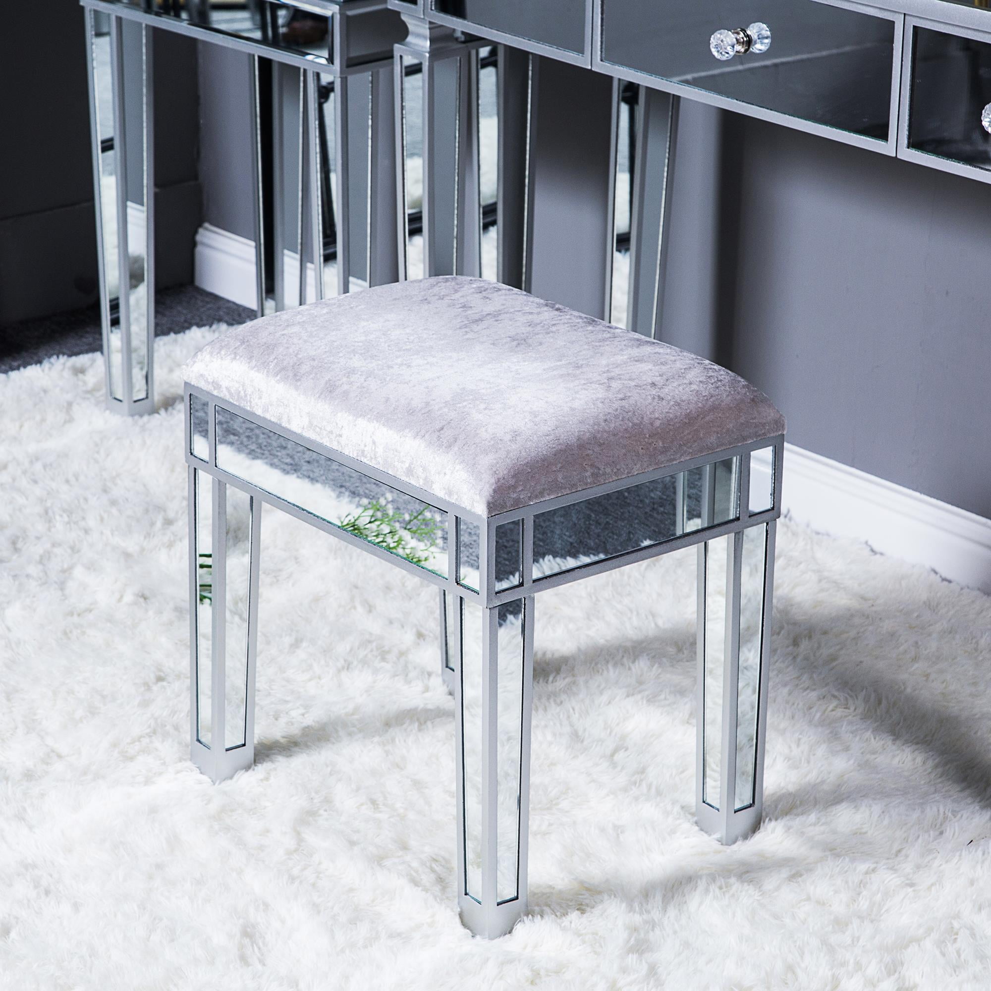 SalonMore Mirrored Vanities Benches Stool, Makeup Dressing Bench ...