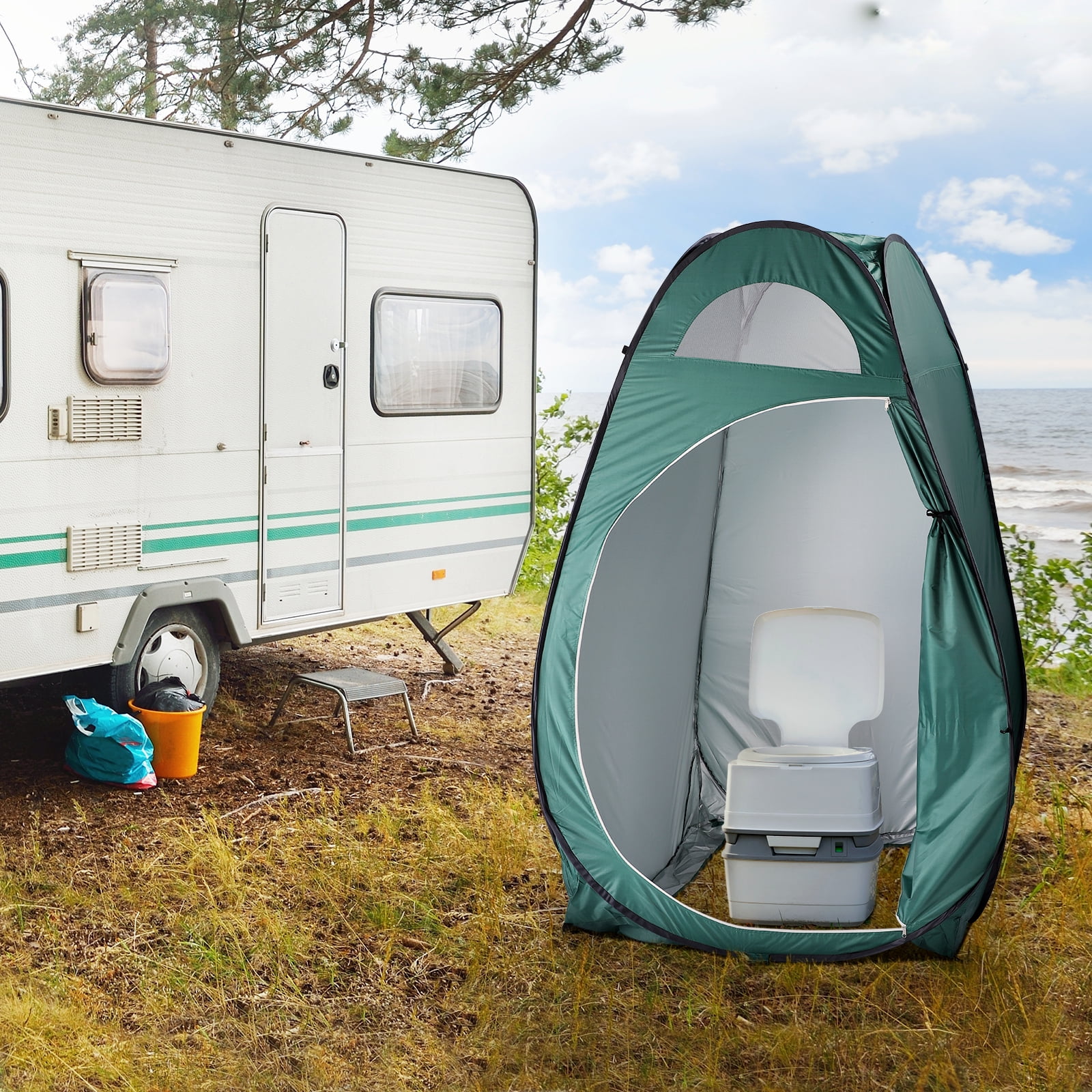 SalonMore Portable Camping Bathing Shower Toilet Changing Tent Green ...