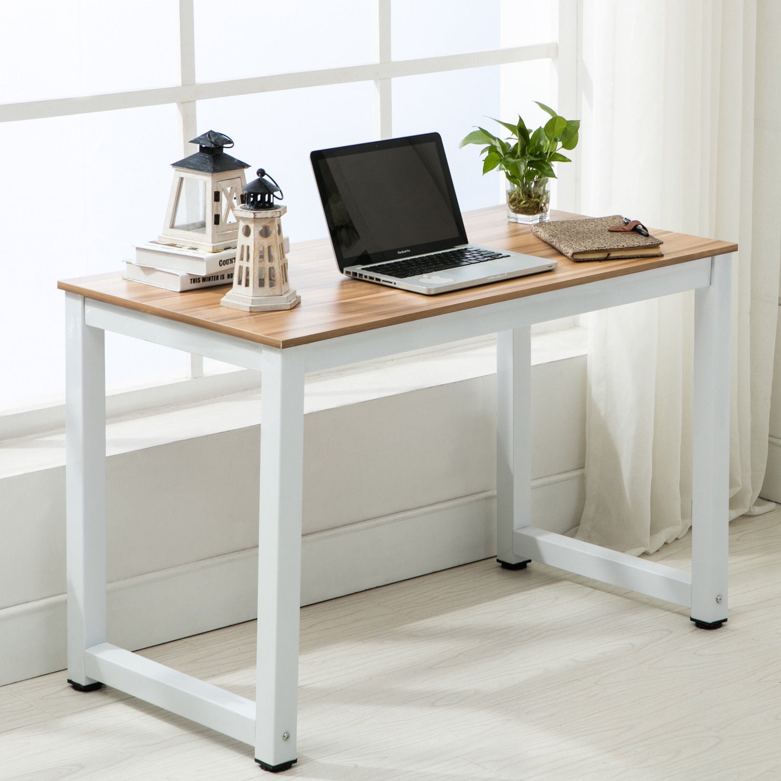 SalonMore Wooden Computer Desk Writing Table Laptop PC Desk for Home Office Oak Color