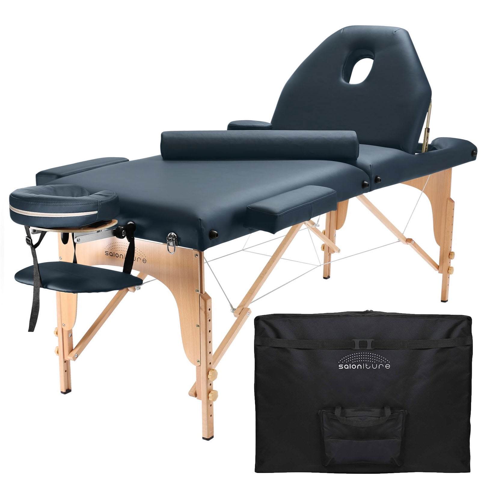 Saloniture Professional Portable Massage Table with Backrest - Blue ...