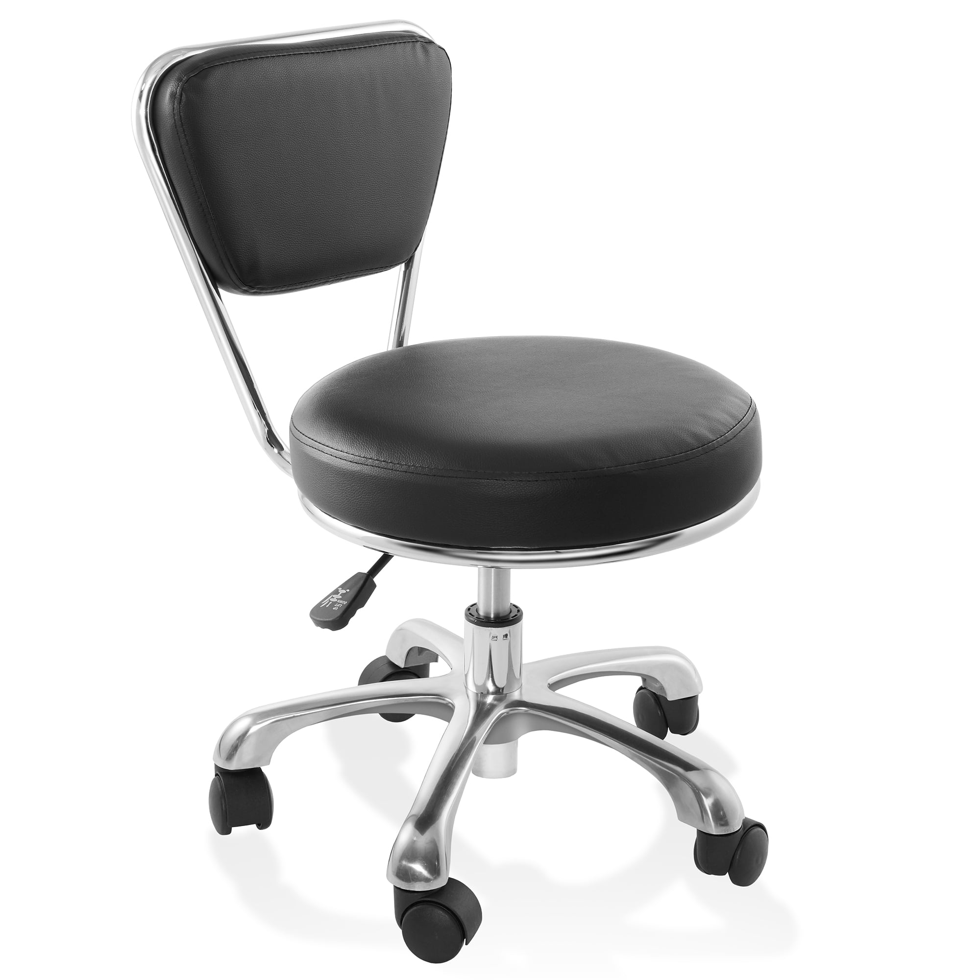 Saloniture Rolling Hydraulic Salon Stool with Backrest- Adjustable ...