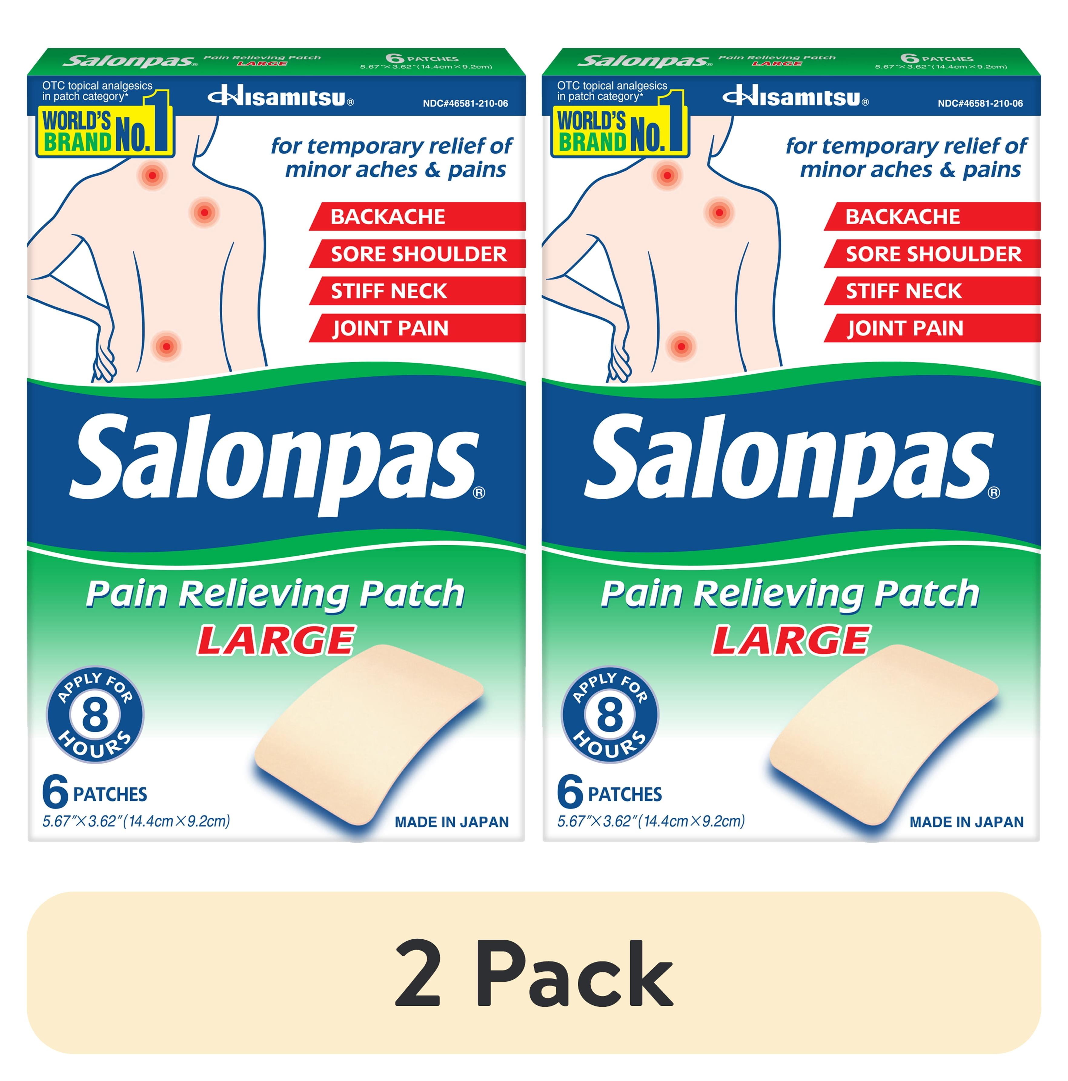 (2 pack) Salonpas 8 Hour Pain Relief Patch with Camphor 3.1% & Menthol ...