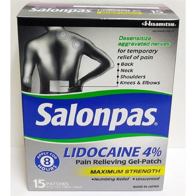 Salonpas LIDOCAINE Maximum Strength Pain Relieving Gel Patch for Back ...