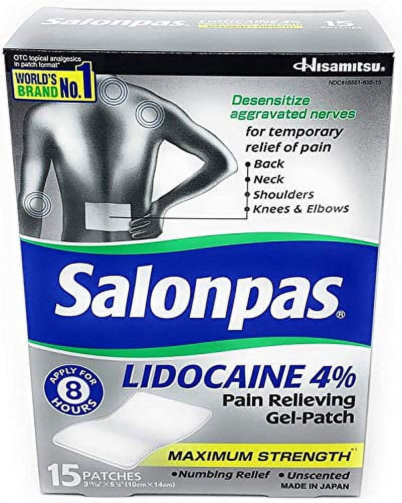 Salonpas Lidocaine 4% Pain Relieving Maximum Strength Gel-Patch, 1 Pack ...