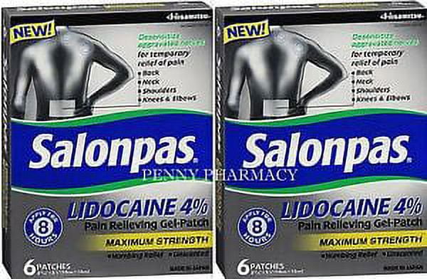 Salonpas Lidocaine GEL PATCH 4% Max Strength 6/box ( 2 boxes ) SALE ...