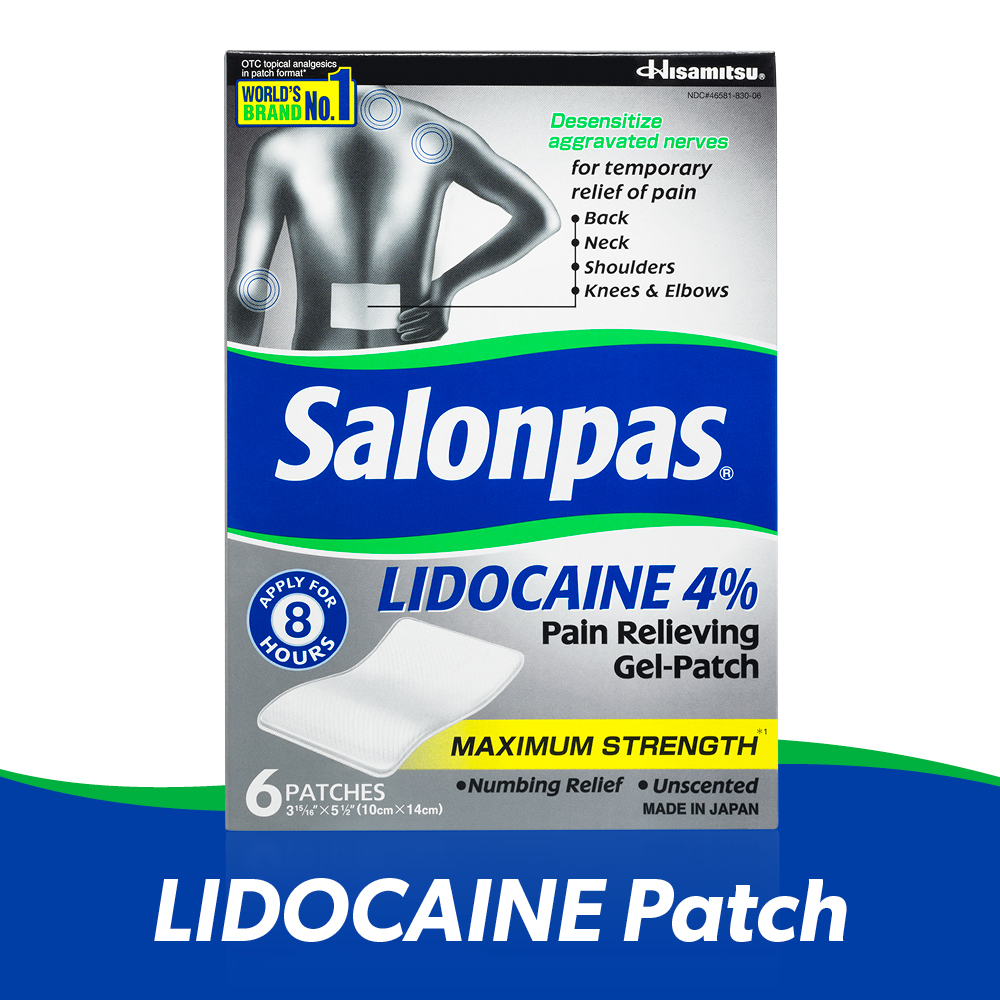 Salonpas LIDOCAINE 4% Pain Relieving Gel-Patch, 15 Gel-Patches ...
