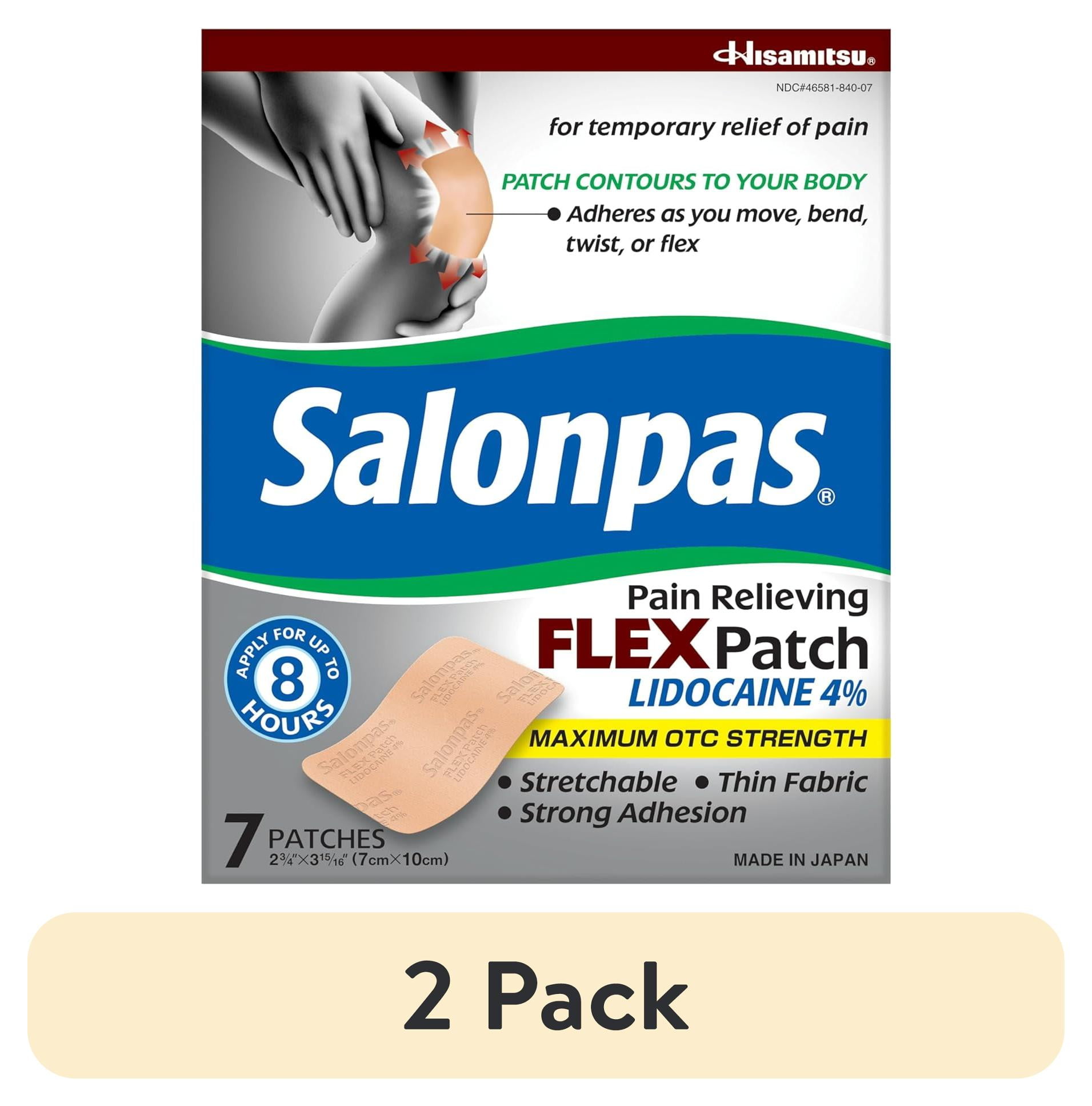 (2 pack) Salonpas Maximum OTC Strength Lidocaine 4% Pain Relieving FLEX ...