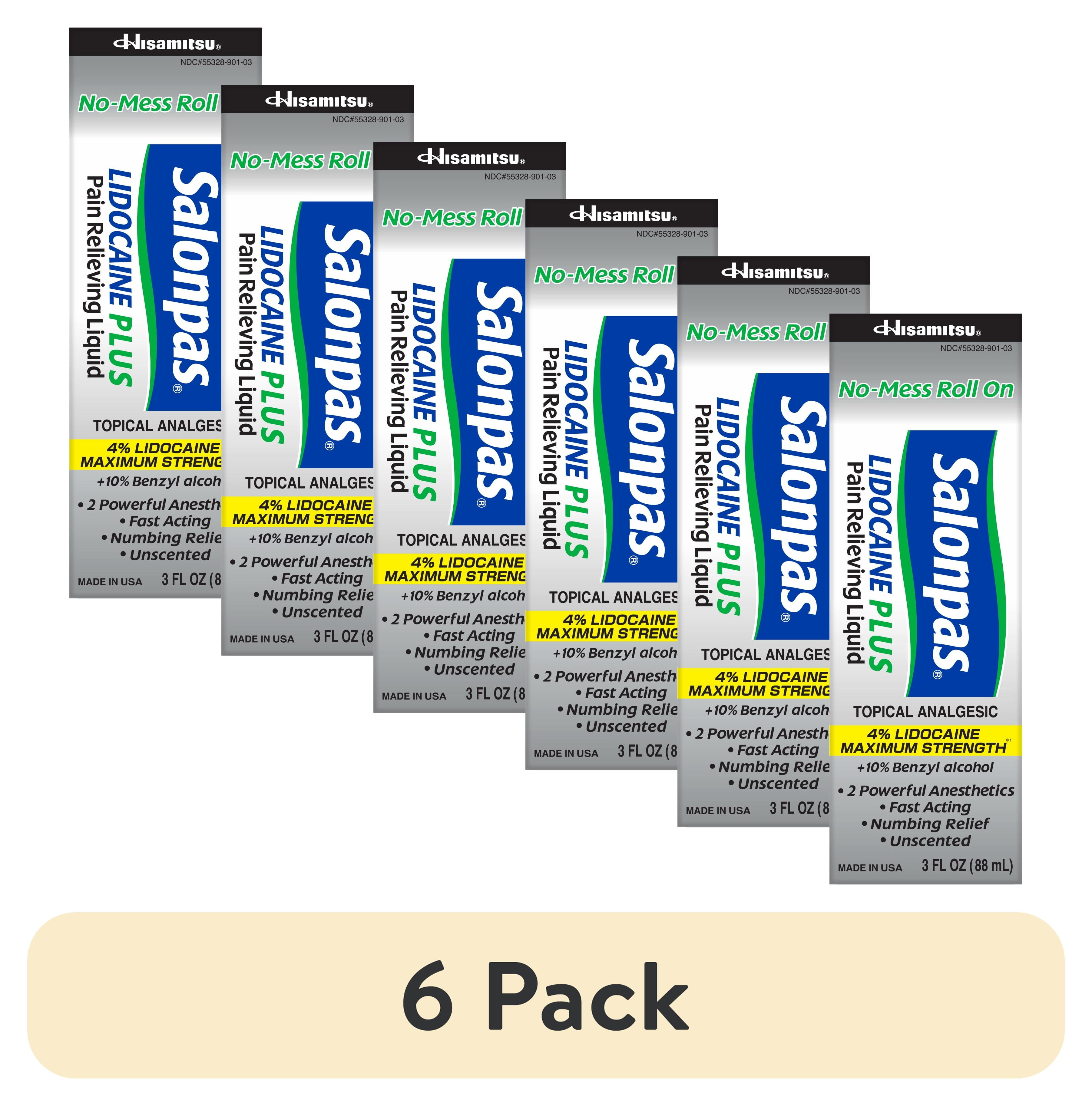 (6 pack) Salonpas Maximum Strength Lidocaine 4% Pain Relief Roll-on ...