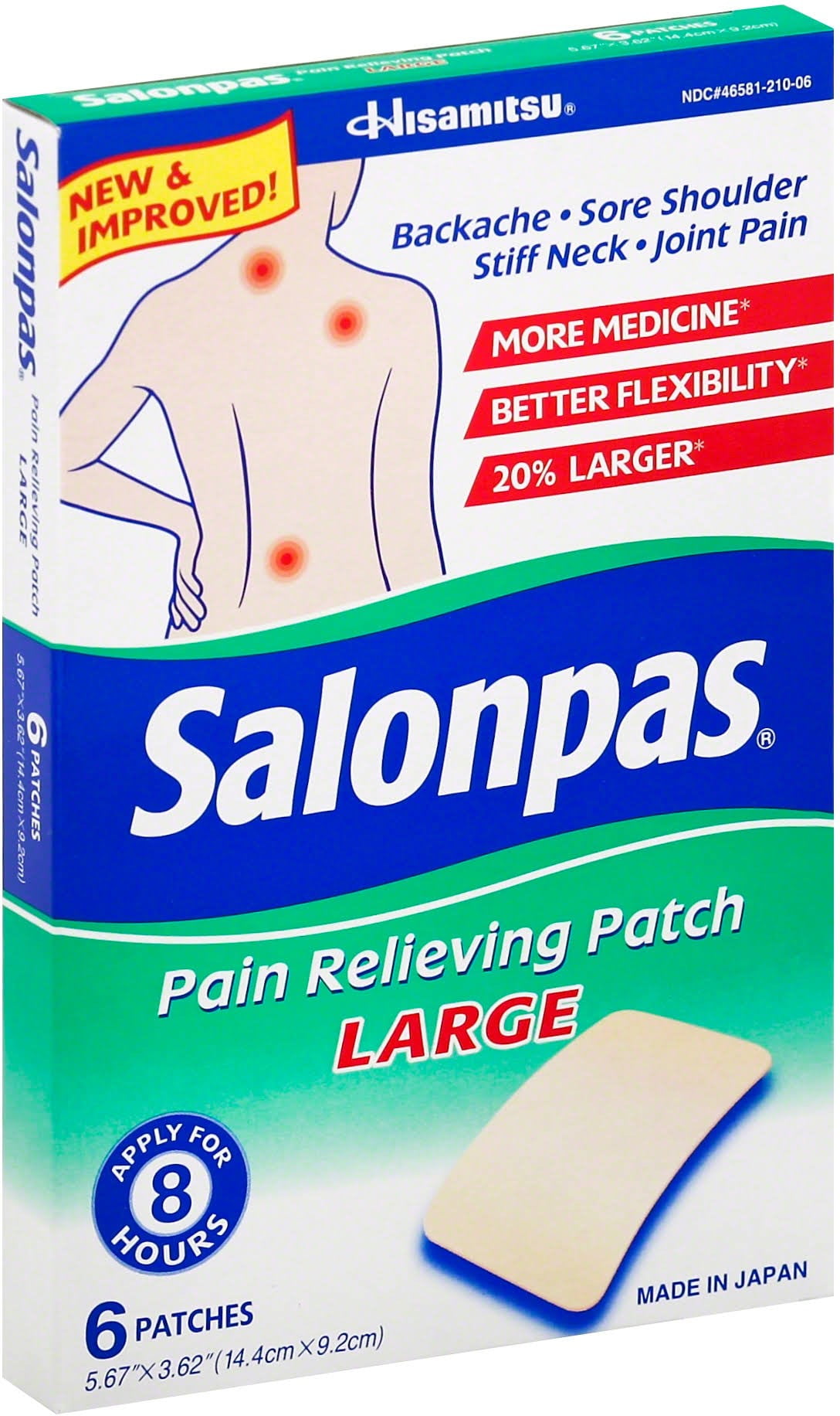 Salonpas Large Pain Relief Patch for Muscle Back, Flexible & Improved ...