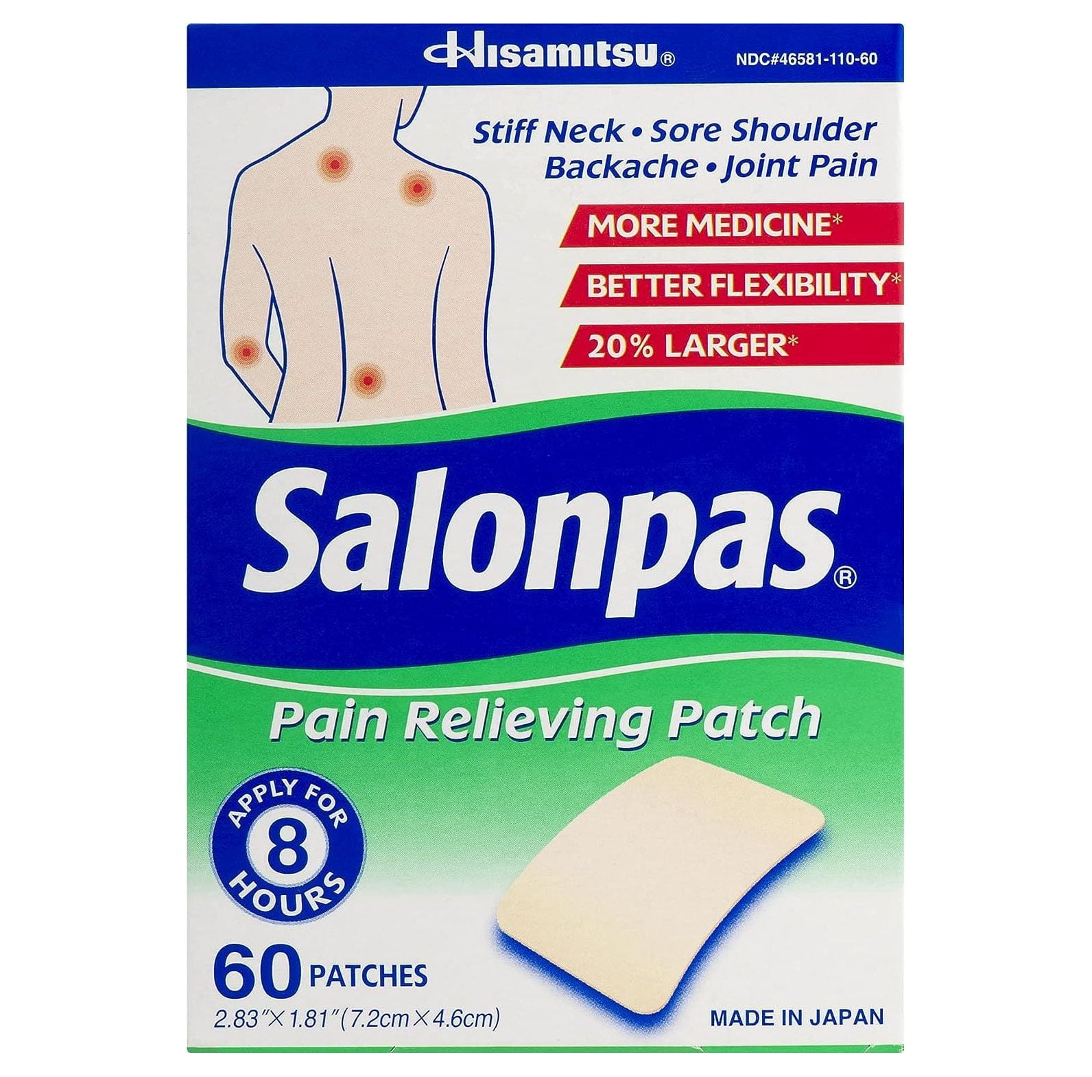 Salonpas Pain Relief Patches 60 Ea - Pack of 3 - Walmart.com