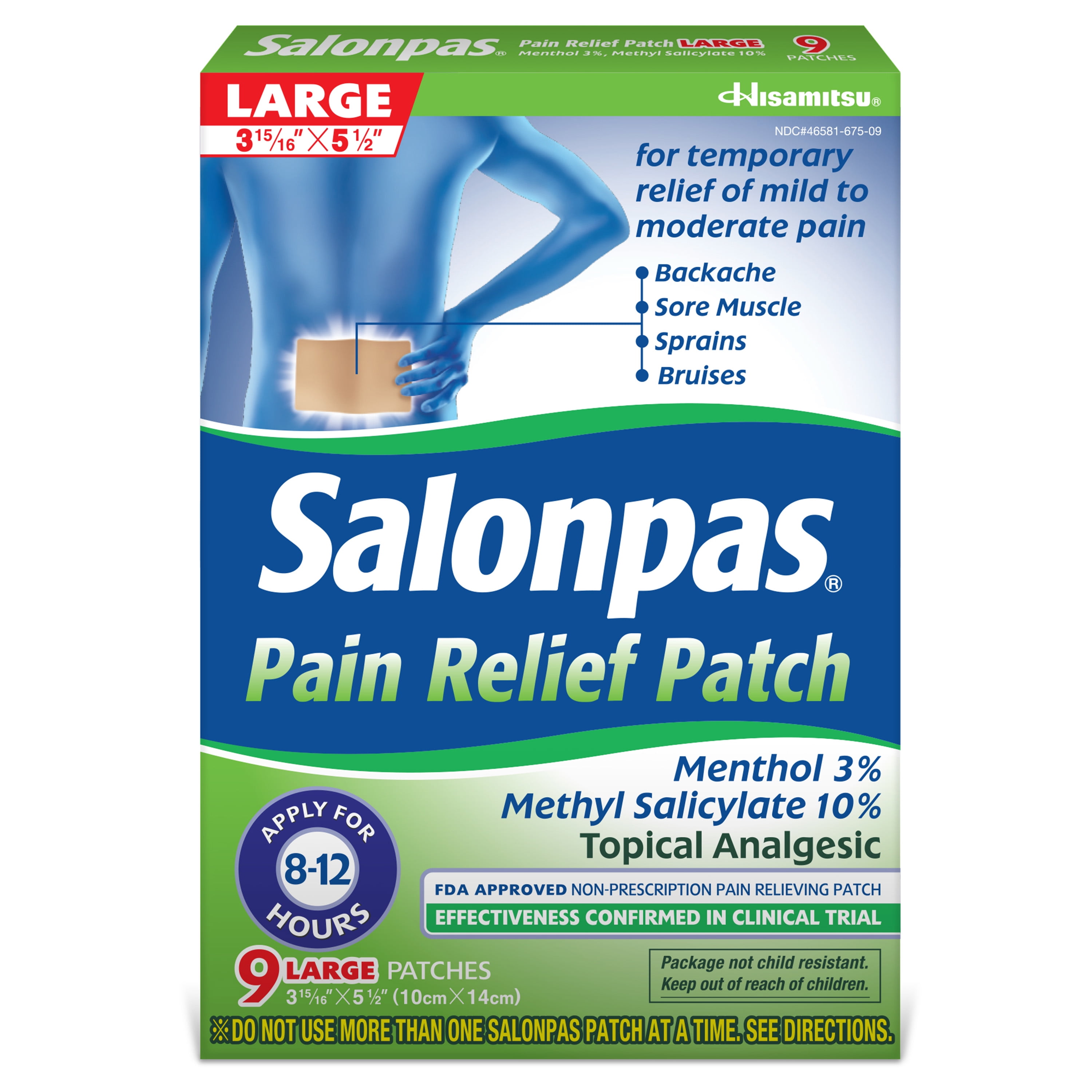 Salonpas Pain Relieving Large Patch, 9 Count - Walmart.com