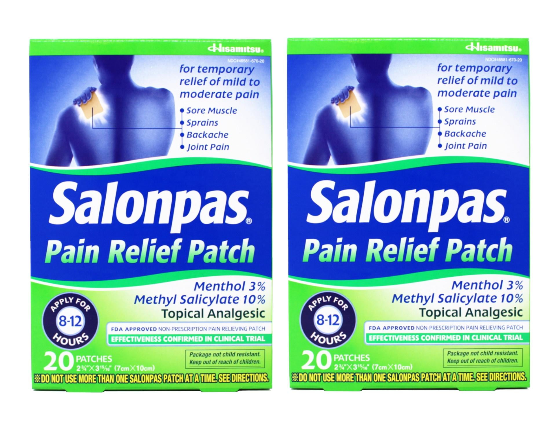 Salonpas Pain Relieving Menthol and Methyl Salicylate Patch, 20 Count ...