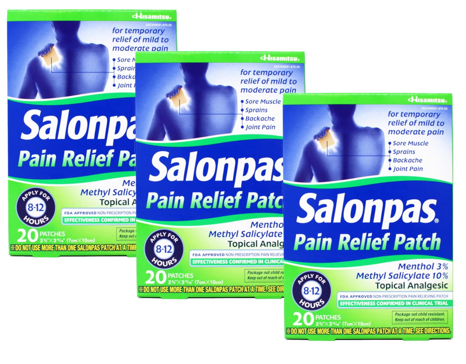 Salonpas Pain Relieving Menthol and Methyl Salicylate Patch, 20 Count ...