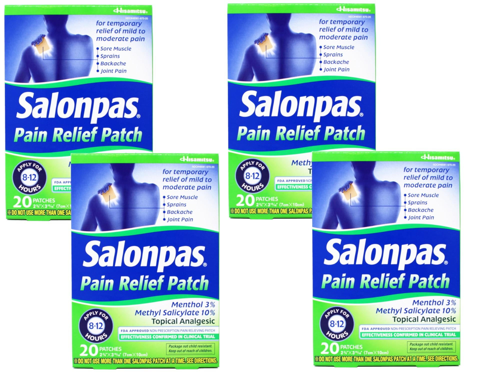 Salonpas Pain Relieving Menthol and Methyl Salicylate Patch, 20 Count ...