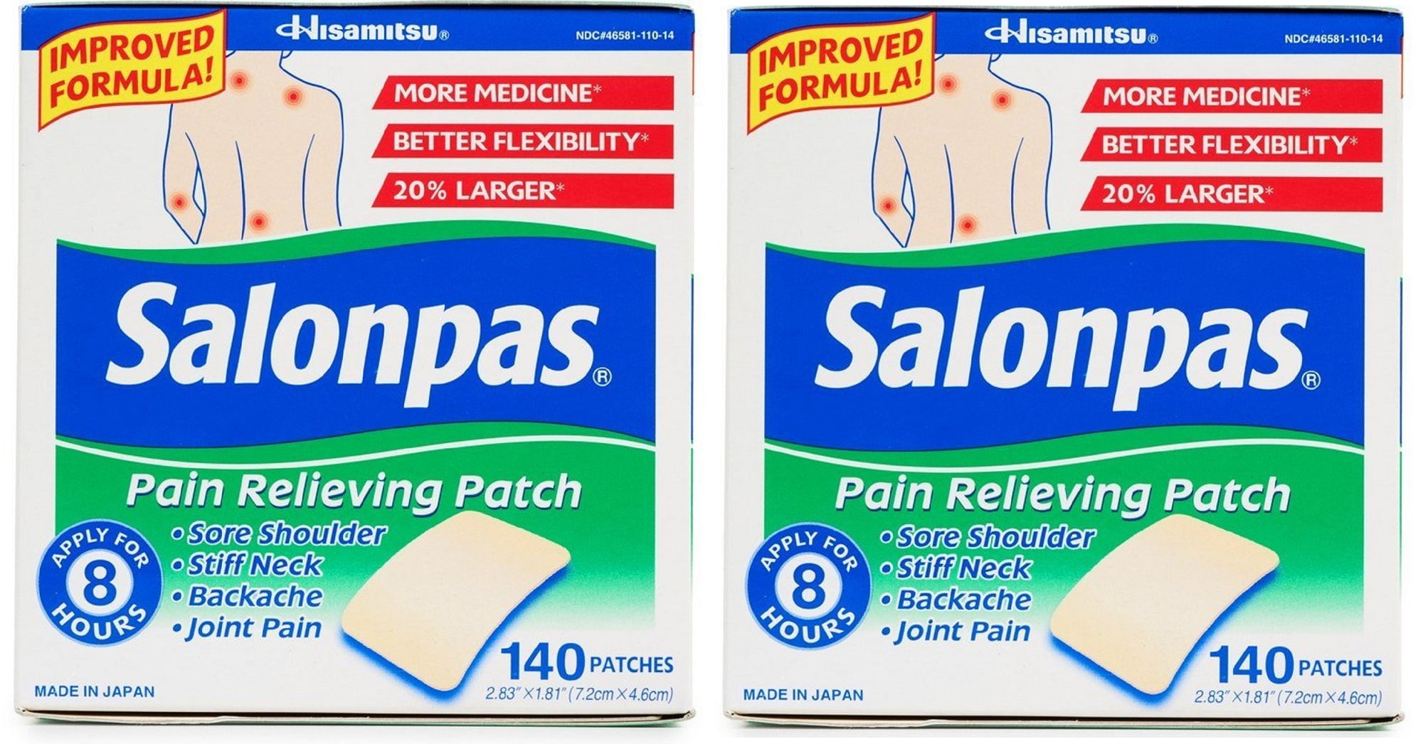 Salonpas Pain Relieving Patch 140 Patches - 2 Pack - Walmart.com