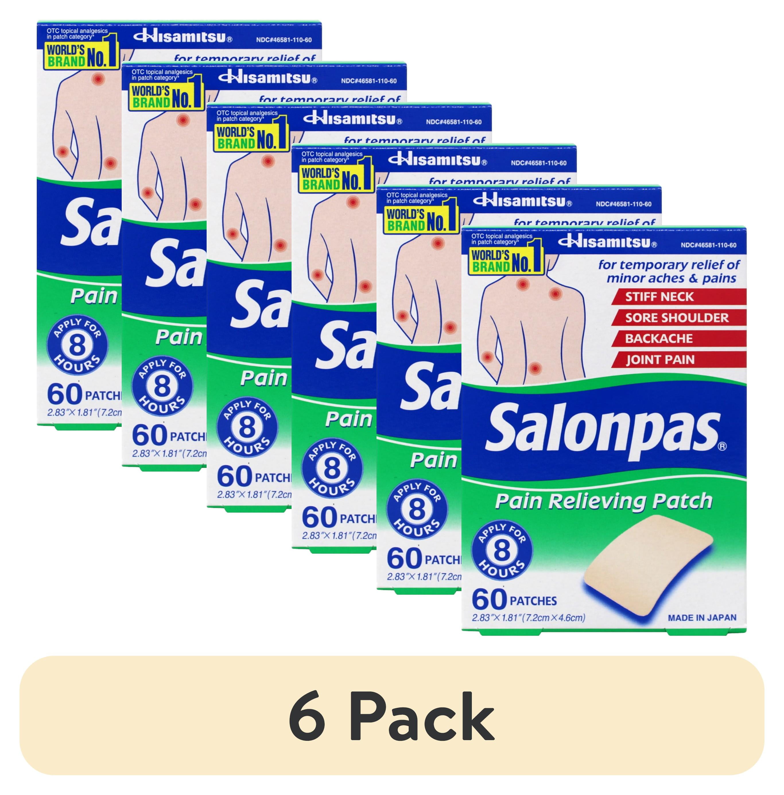 (6 pack) Salonpas Pain Relieving Patch for Back, Neck, Shoulder, Knee Pain and Muscle Soreness ...