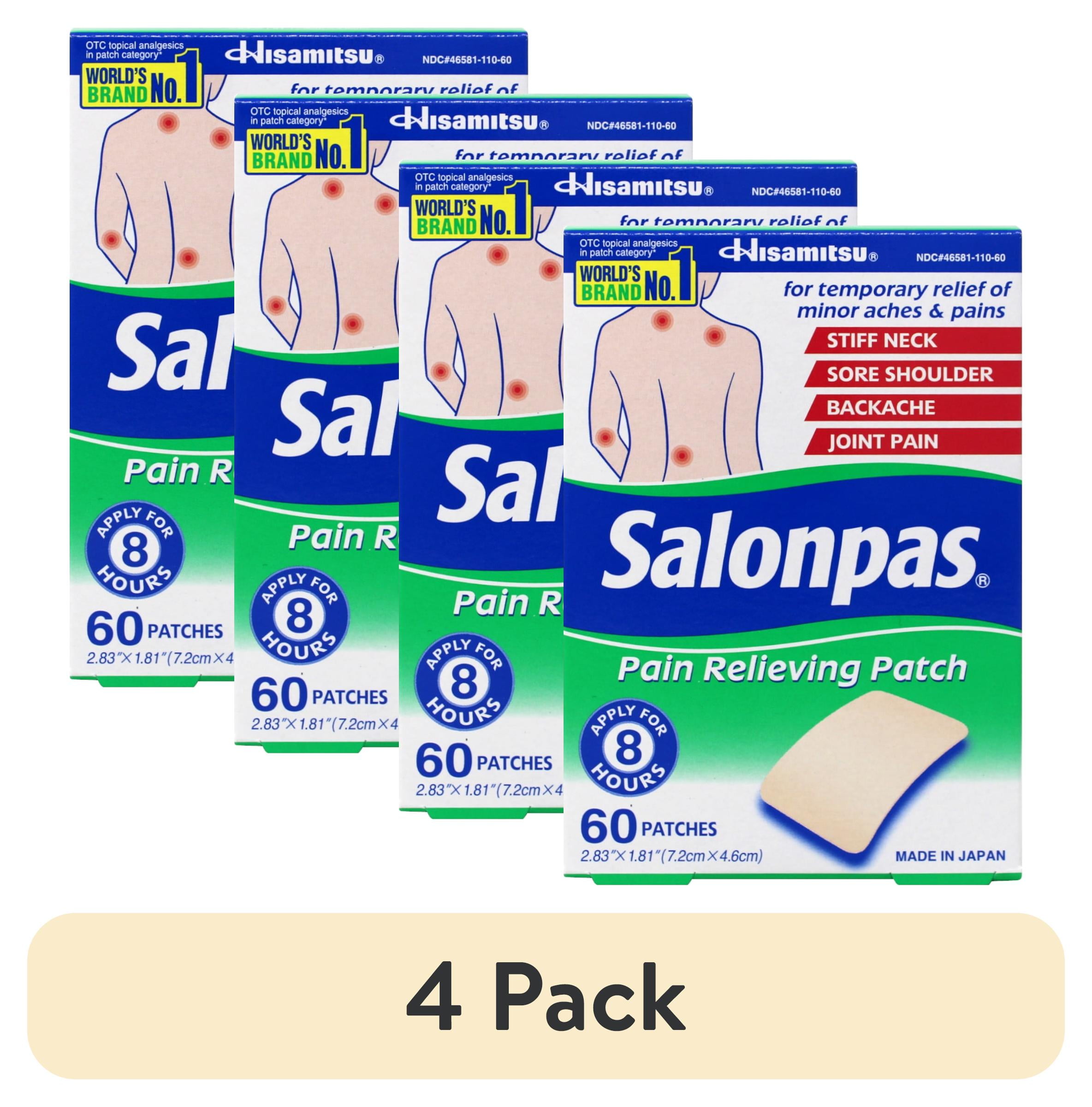(4 pack) Salonpas Pain Relieving Patch for Back, Neck, Shoulder, Knee ...