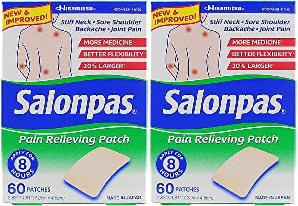 Salonpas Pain Relieving Patches, 60 Count, Pack of 2, Long-Lasting ...
