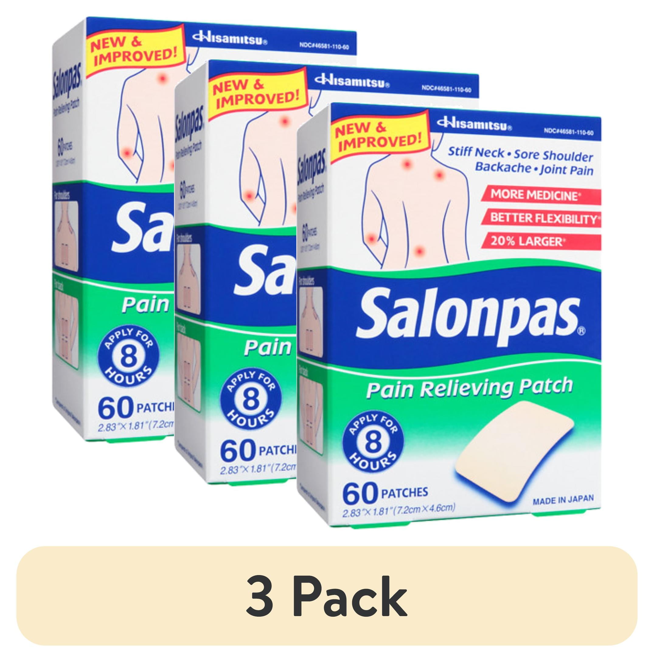 (3 pack) Salonpas Pain Relief Patches 60 ea - Pack of 1 - Walmart.com