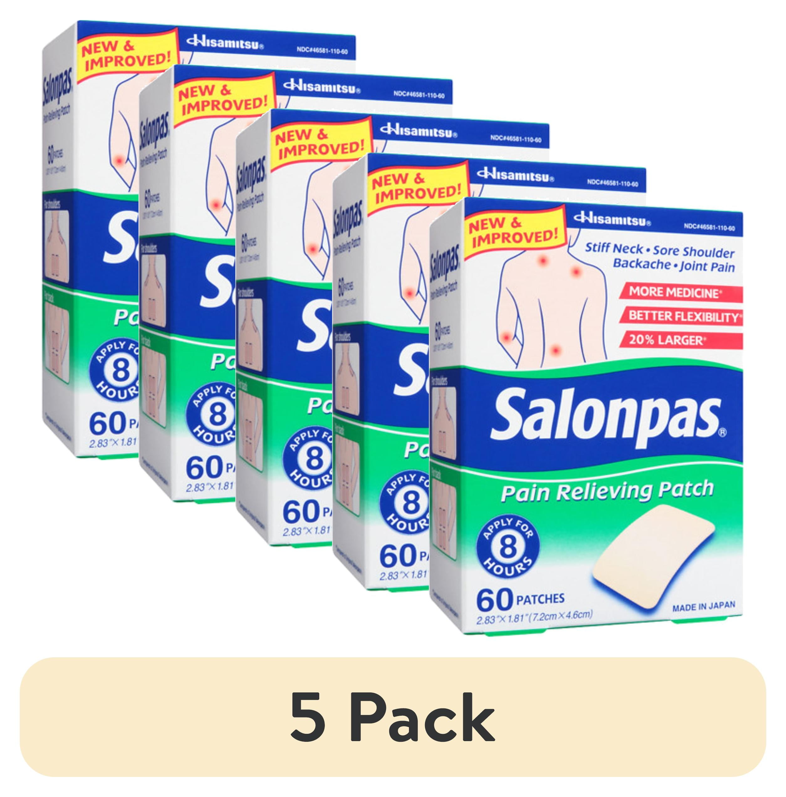 (5 pack) Salonpas Pain Relief Patches 60 ea - Pack of 1 - Walmart.com