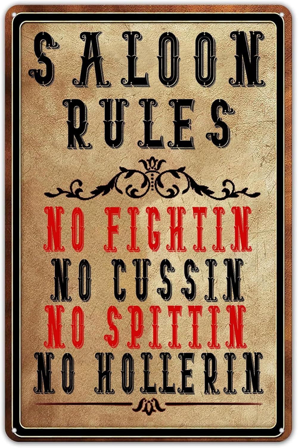Saloon Rules Tin Sign Vintage Decoration Home Bedroom Office Bar Cafe ...