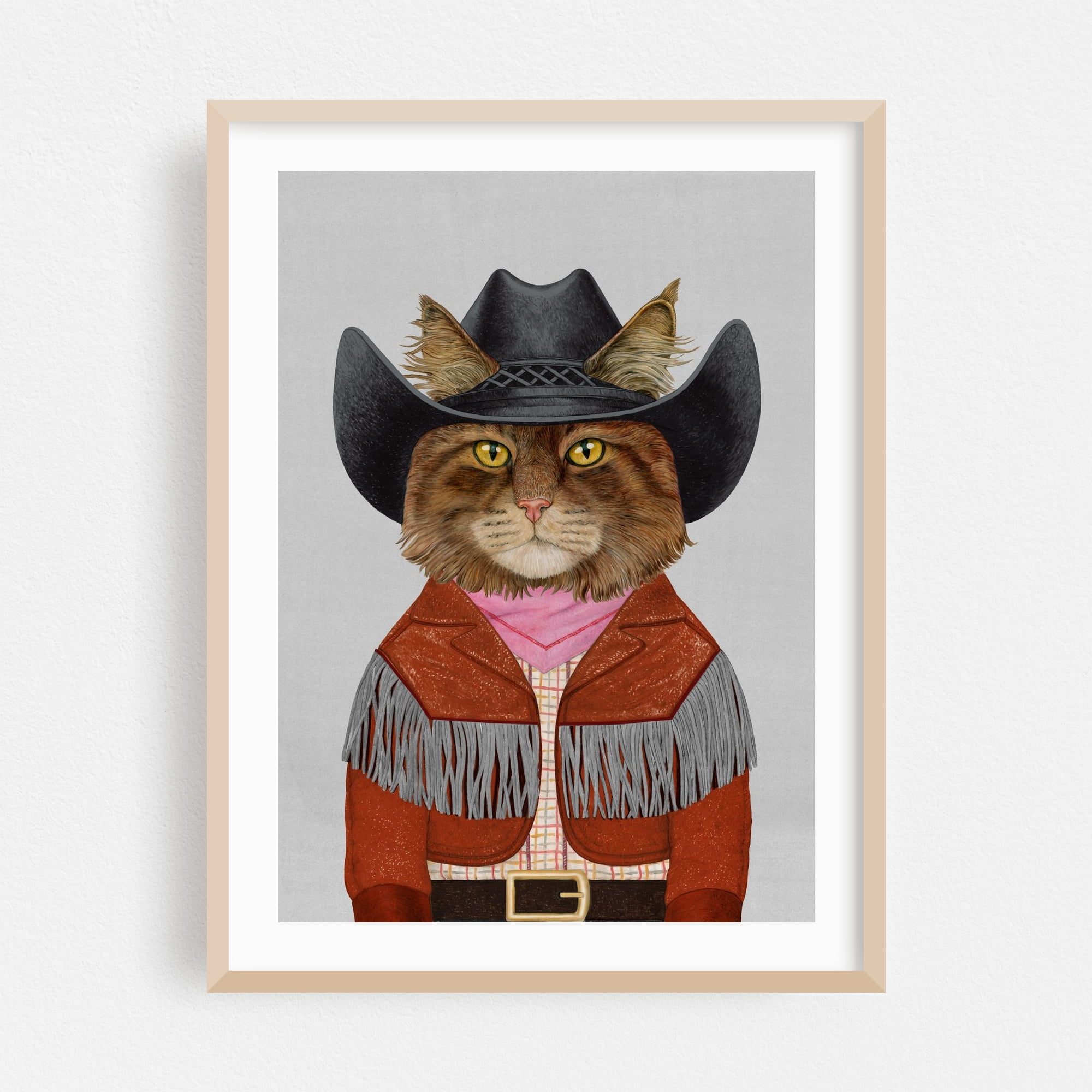 Saloon Sage - Painting Cat Cowboy Animal Western Humor Illustration ...
