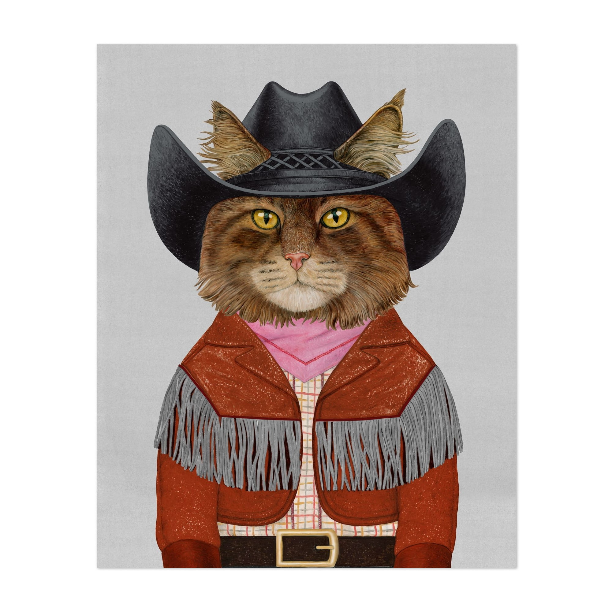 Saloon Sage - Painting Cat Cowboy Animal Western Humor Illustration ...
