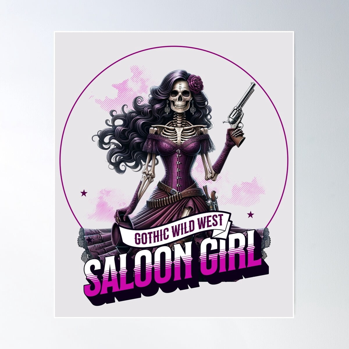 Saloon Skeleton Girl Gothic Wild West Poster Wall Art, Modern Wall ...