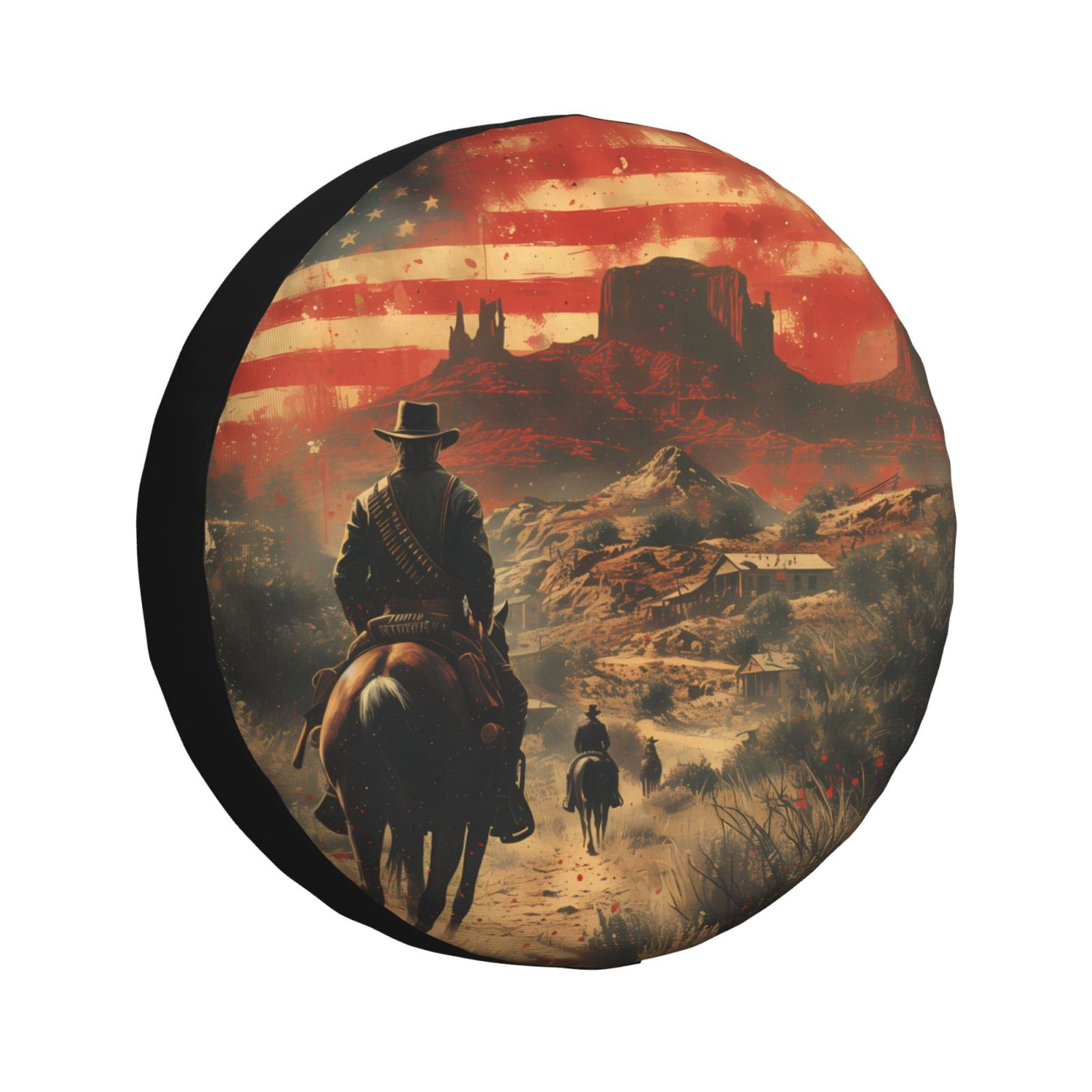 Salouo 1860s Style American Cowboy Print Spare Tire Cover 14-17 inch ...