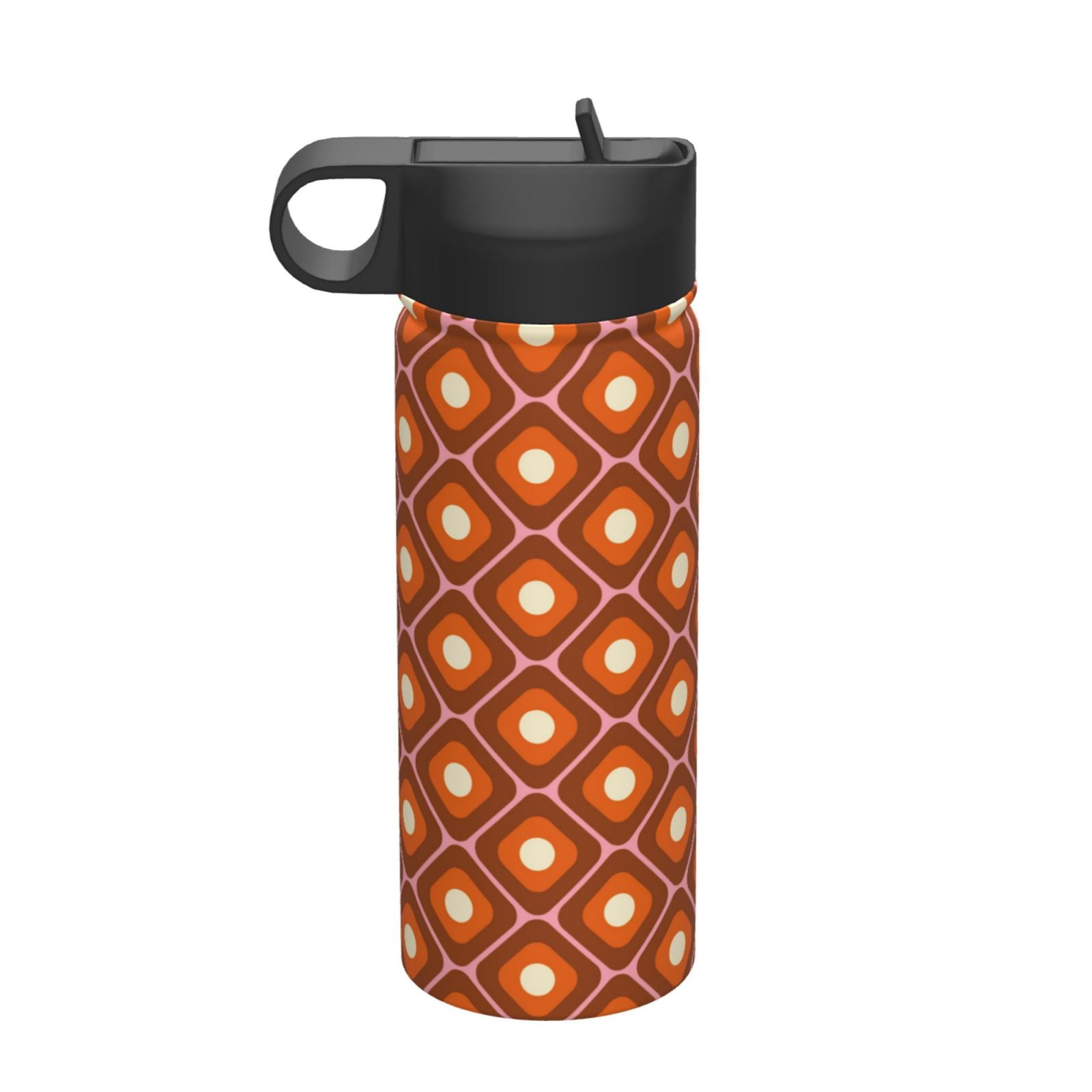 Salouo 60s and 70s Aesthetic Pattern 18 oz Water Bottle With Straw ...