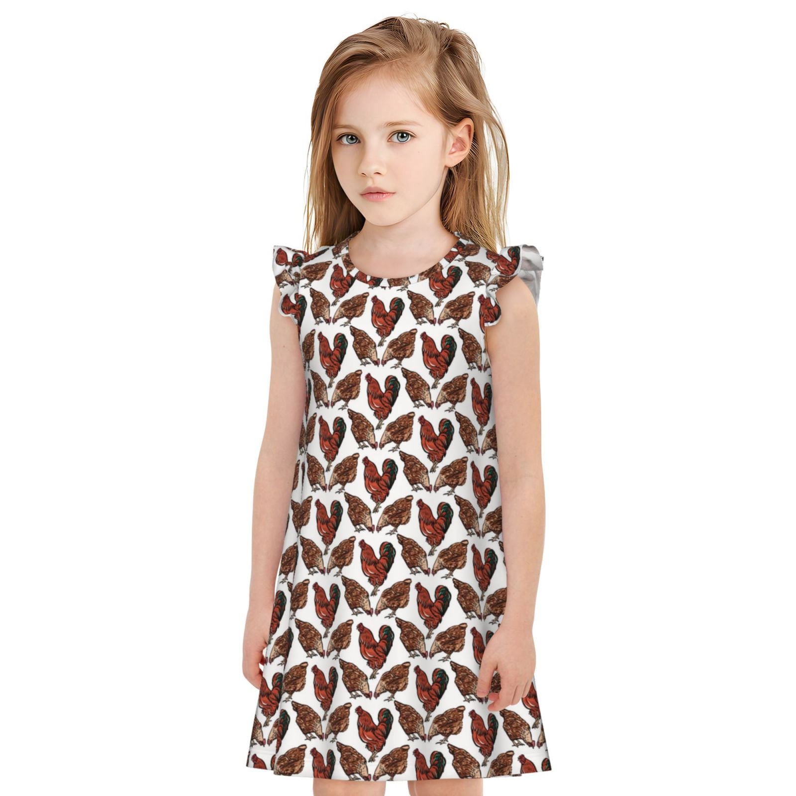 Salouo A Rooster With Chickens Print Nightgowns for Girls,Cute kid’s ...