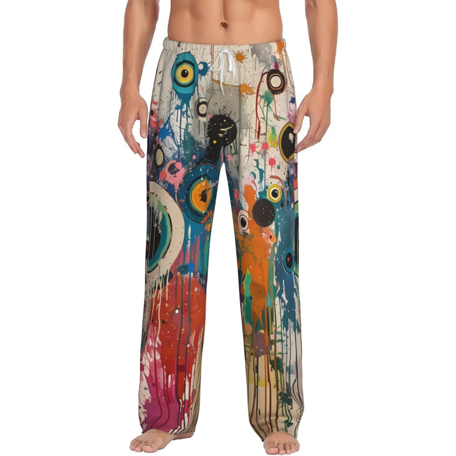 Salouo Abstract Colorful Dripping Circles Print Pajama Pants for Men ...