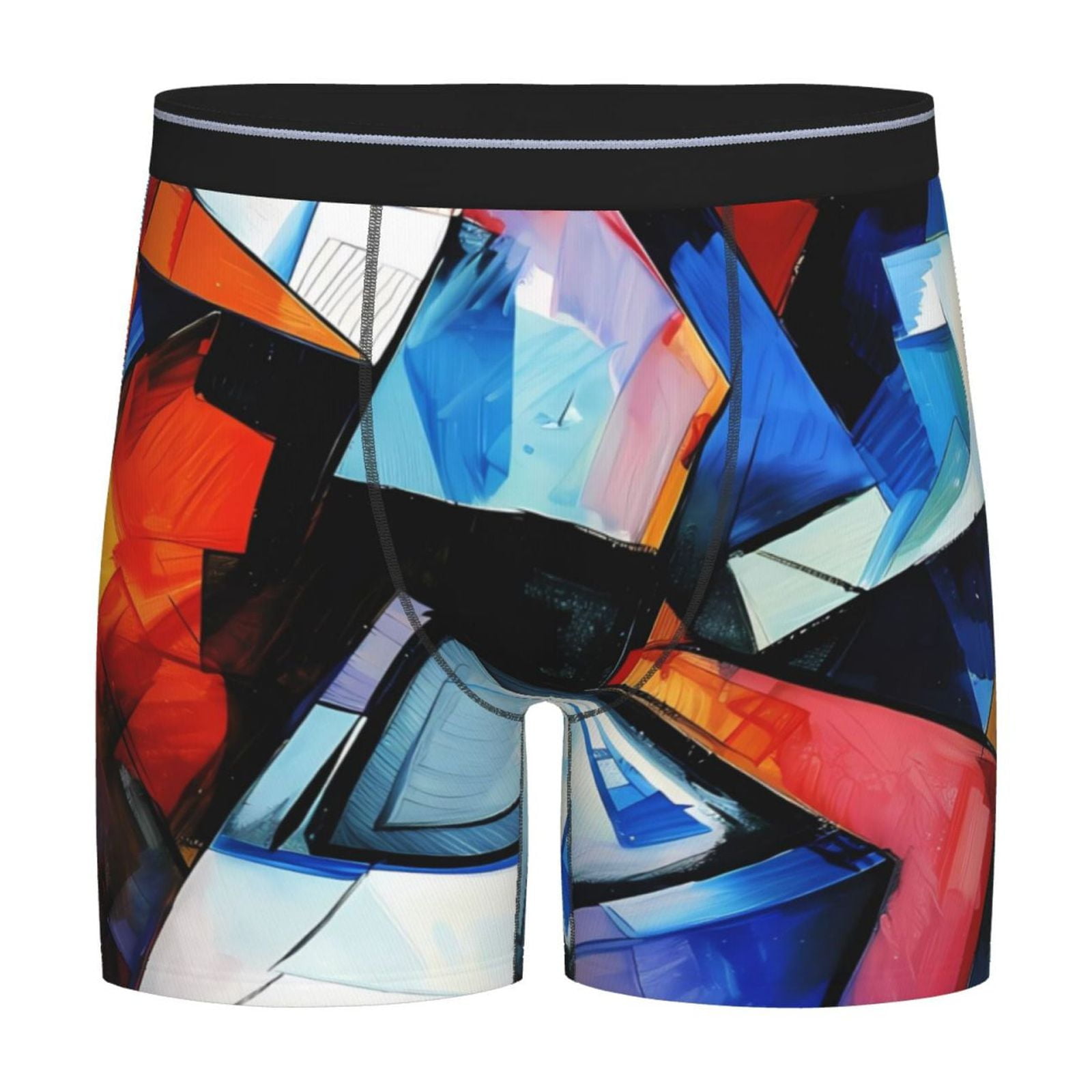 Salouo Abstract Cubist Printer Pattern Men's Boxer Briefs, Soft ...