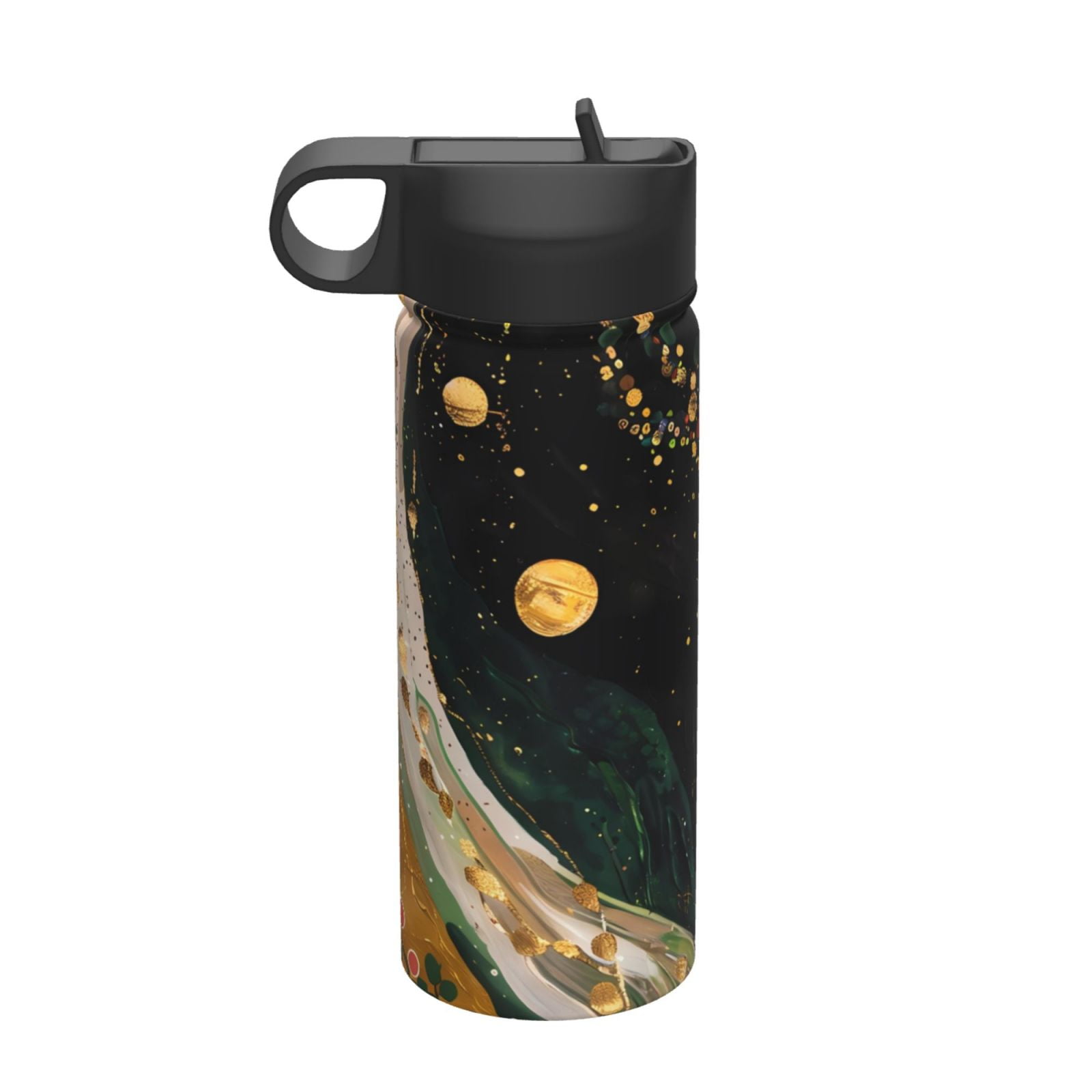 Salouo Abstract Gold Floral Galaxy Pattern 18 oz Water Bottle With ...