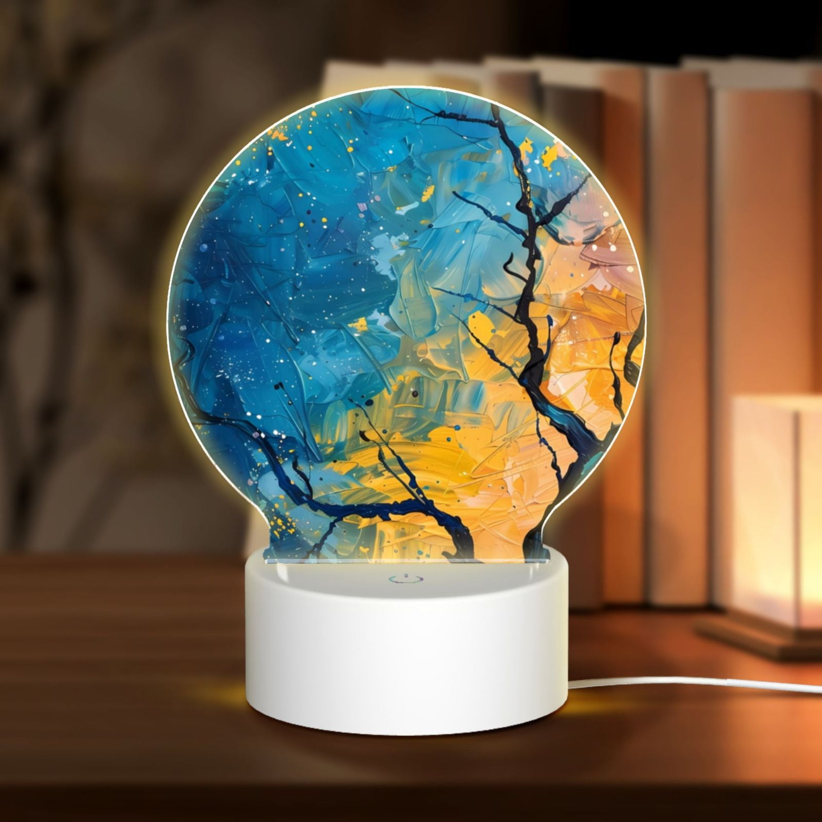 Salouo Abstract Night Sky Tree for Round Acrylic Night Light - Acrylic ...