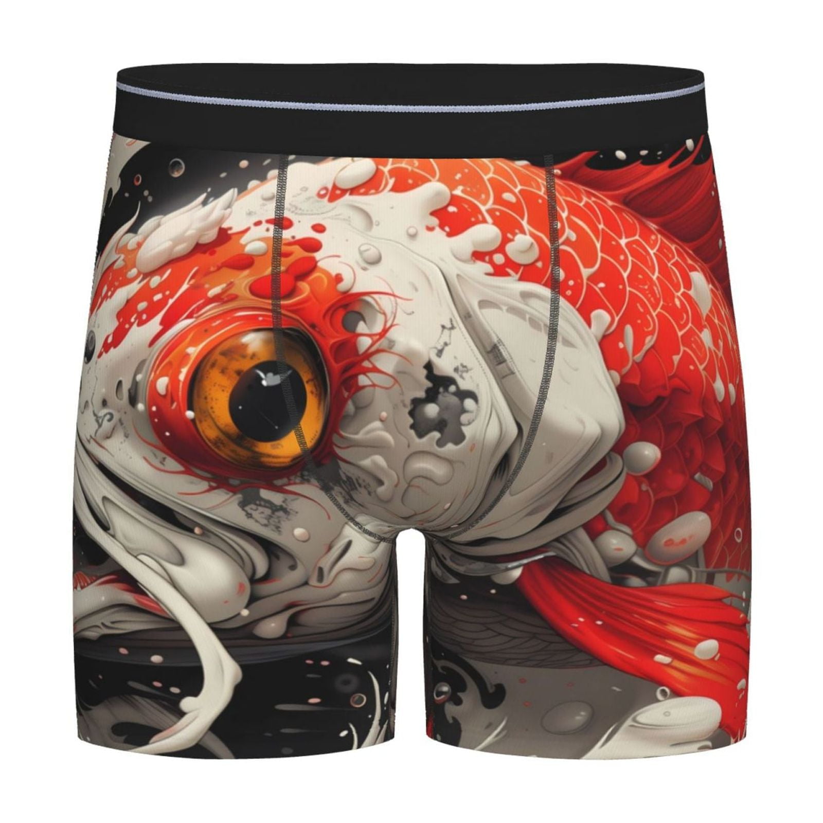 Salouo Abstract Red Koi Fish Art Pattern Men's Boxer Briefs, Soft ...