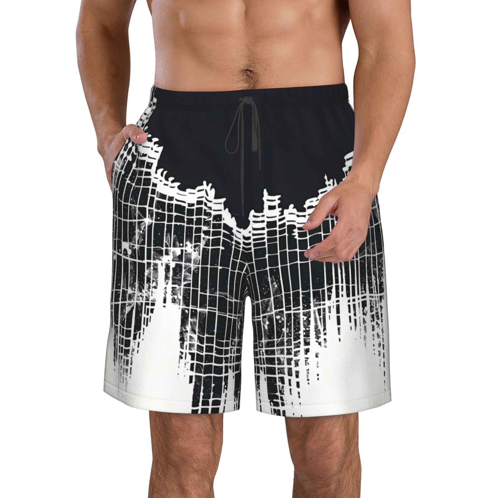 Salouo Abstract Red Sun Design Pattern Swim Trunks for Men,Men's ...