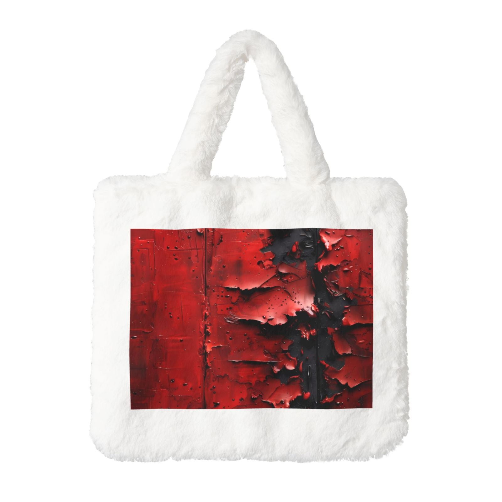 Salouo Abstract Red Textured Canvas for Plush Underarm Bag,Soft Tote ...