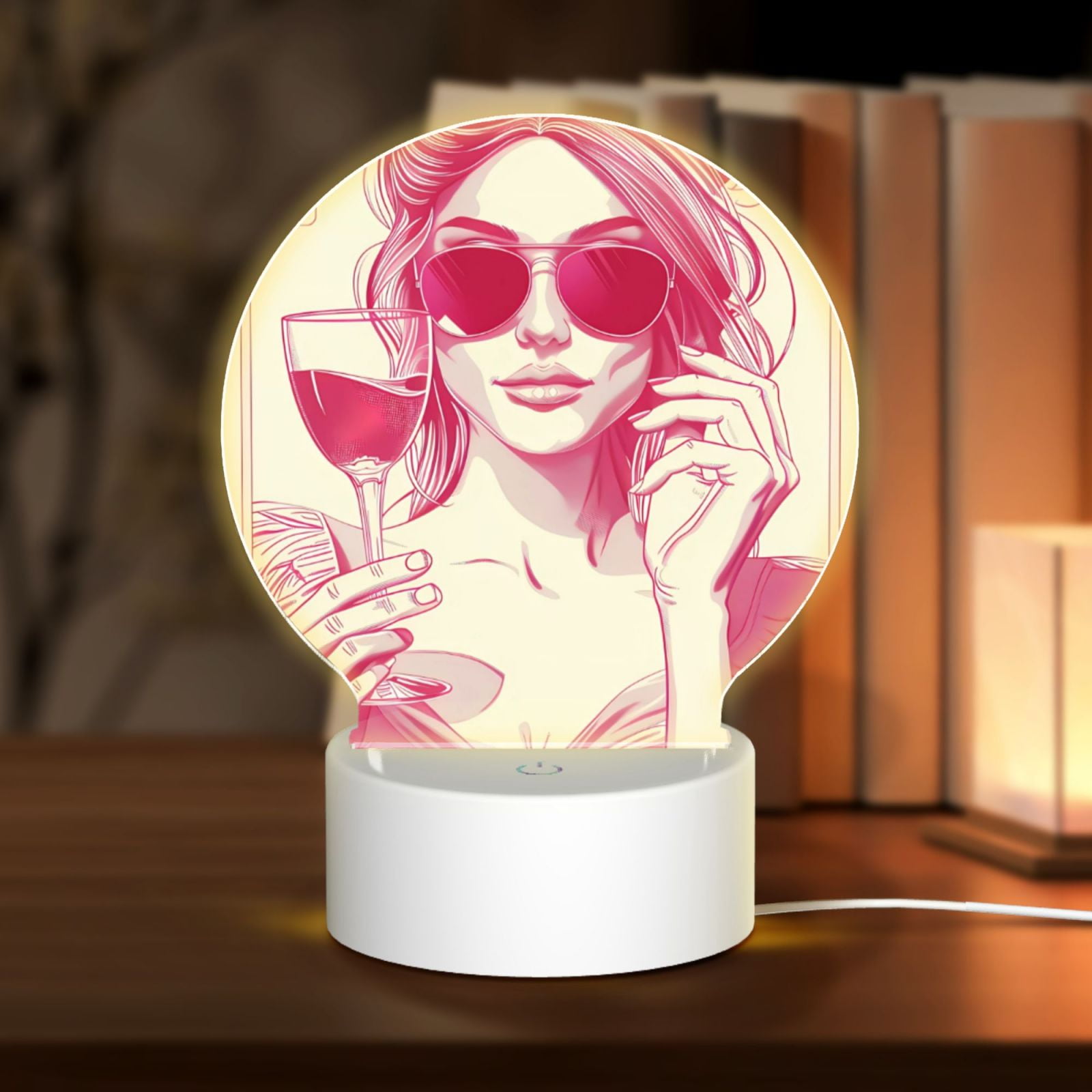 Salouo Ace Of Diamonds Lady for Round Acrylic Night Light - Acrylic ...