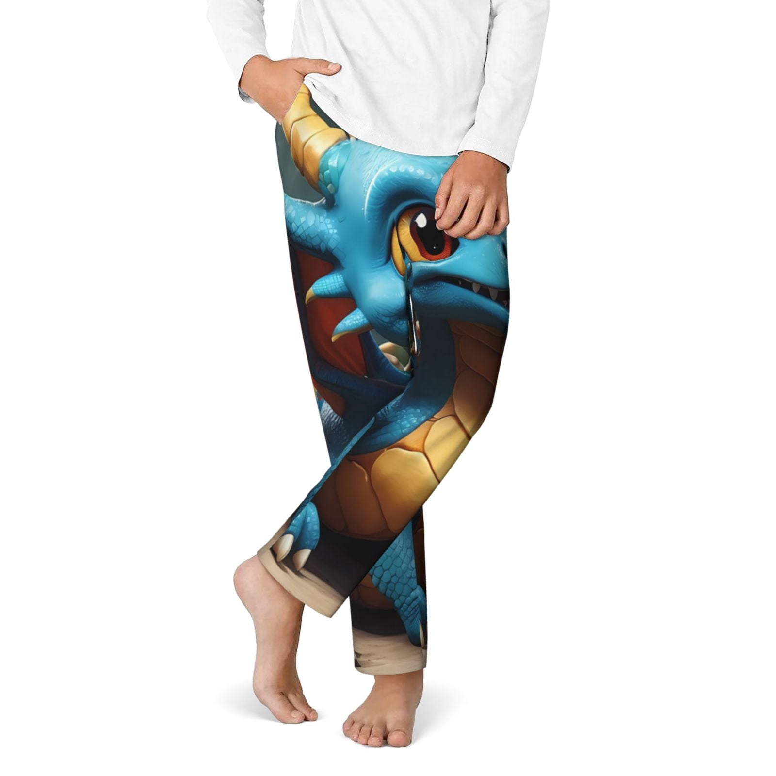 Salouo Adorable Blue Baby Dragon Pattern Boys Pajama Pants,Long Sleep ...