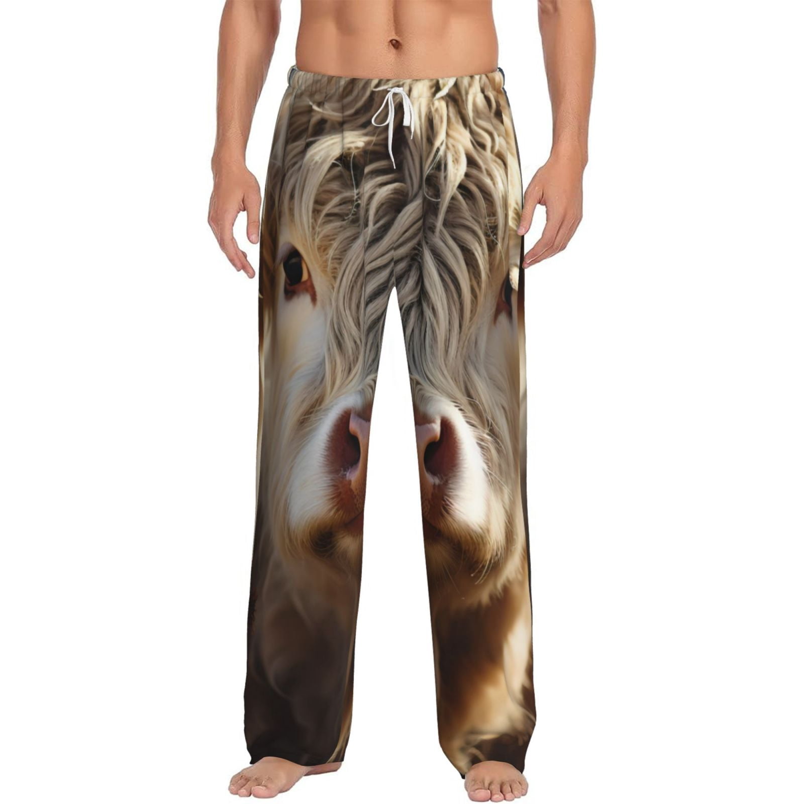 Salouo Adorable Flower Field Cow Print Pajama Pants for Men, Lounge ...
