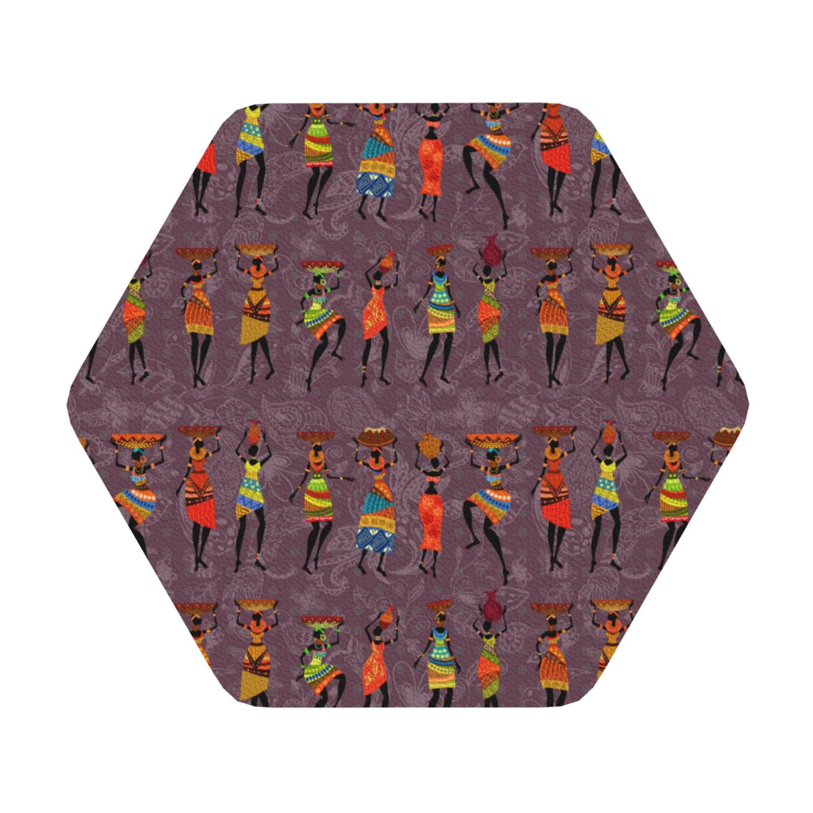 Salouo African Women Print Round Coaster,Drink Coasters Leather Bar ...