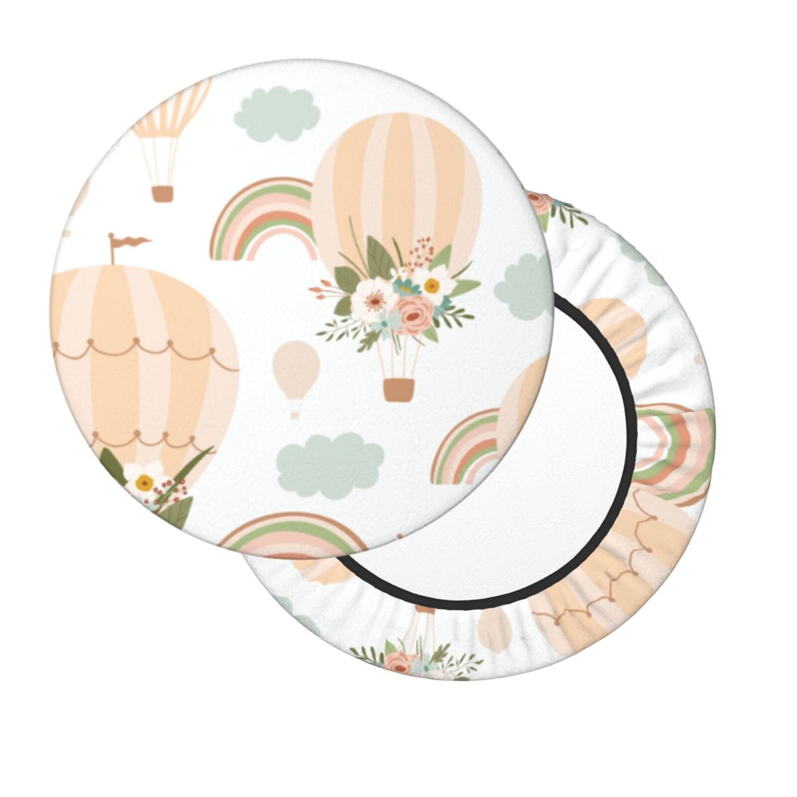 Salouo Air Balloon and Flower Pattern Bar Stool Cushion Cover, Round ...
